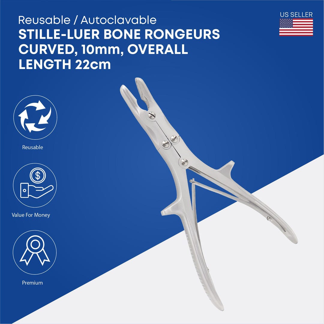 Stille-luer Double Action Bone Rongeur Curved 10 Mm Overall Length 22cm Premium Orthopedic ...