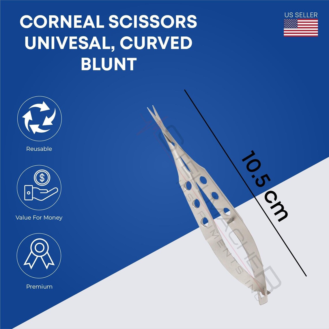 Corneal Scissors Universal Curved Blunt Overall Length 10.5 Cm Premium ...