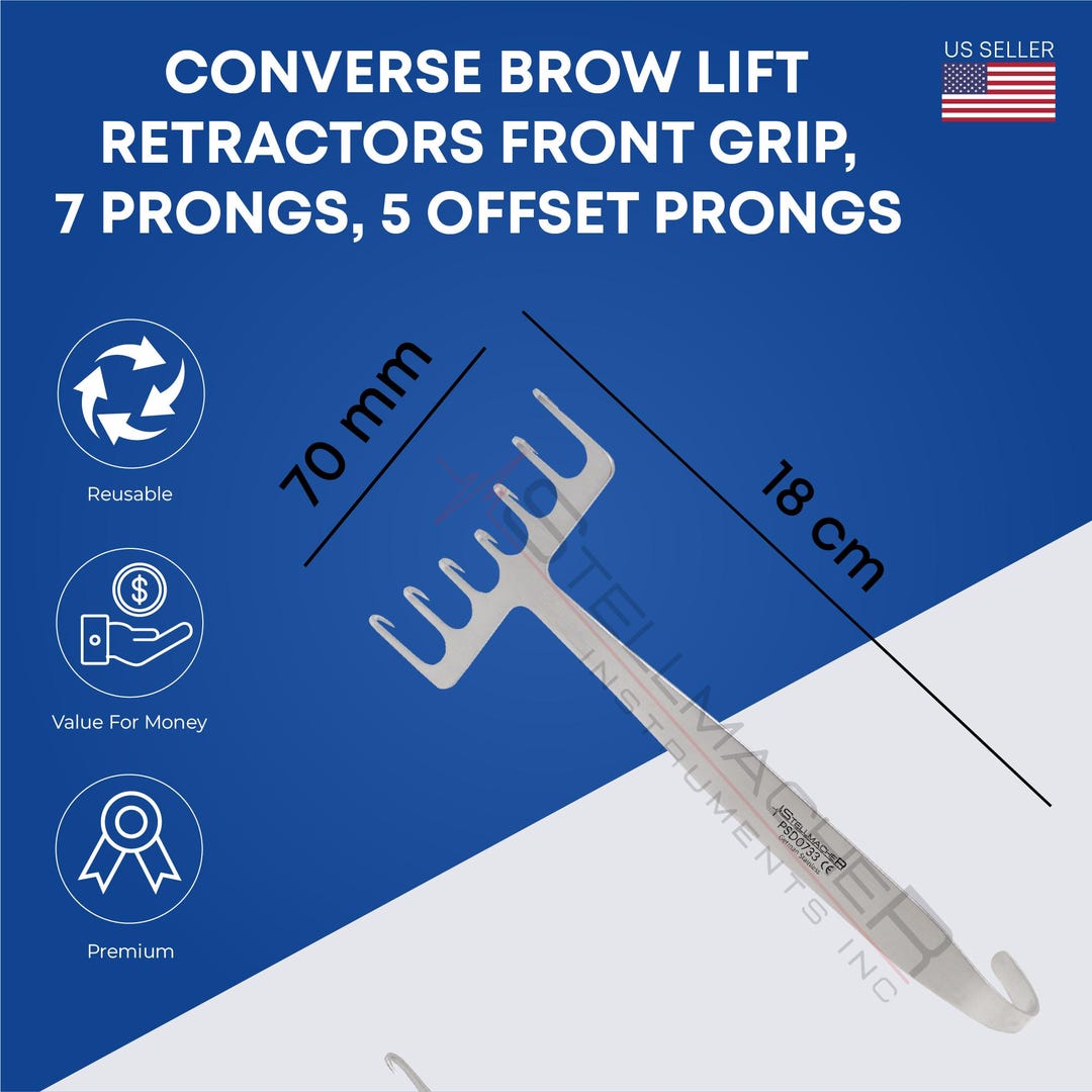 Coronal Brow Lift Retractor 7 Prongs 5 Offset Prongs Blade Width 70mm ...