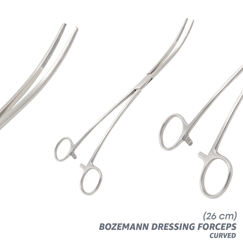 Bozemann Dressing Forceps 26cm Curved Reusable Surgical Clamp Stainless ...