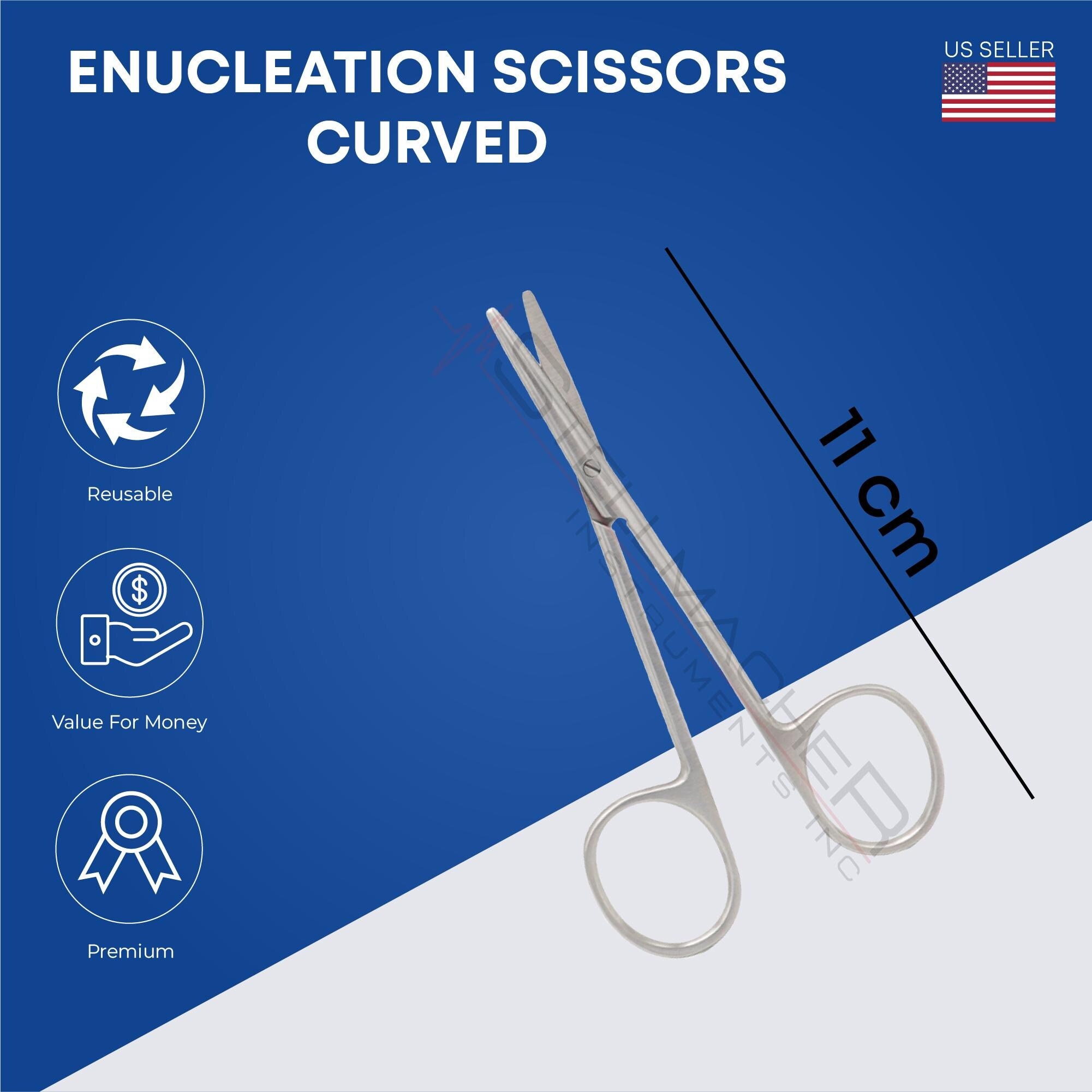 Enucleation Strabismus Scissors Curved Overall Length 11 Cm Premium Eyelid Tool Ophthalmic ...