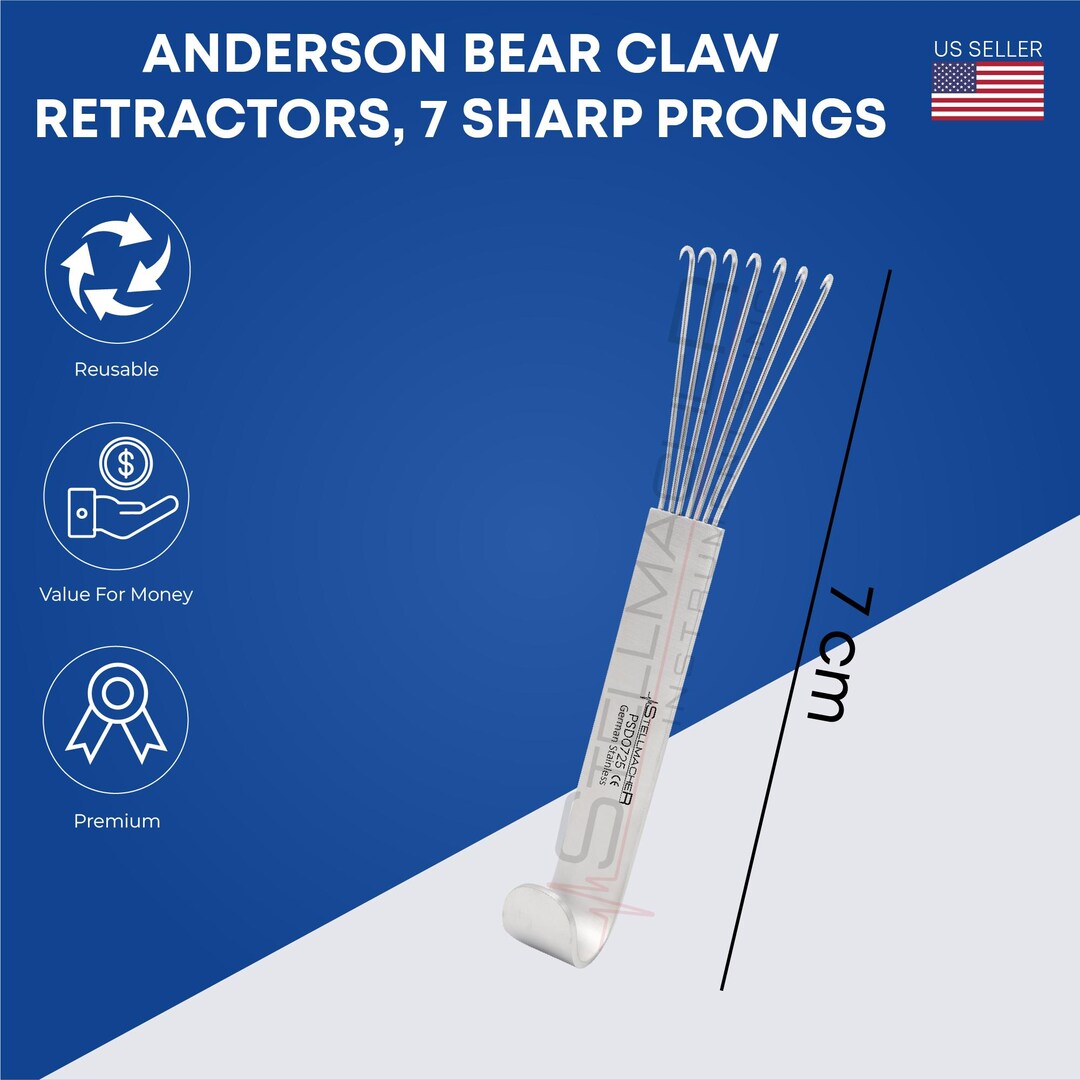Anderson Bear Claw Retractor 7 Sharpe Prongs 7 Cm Premium Retractors ...