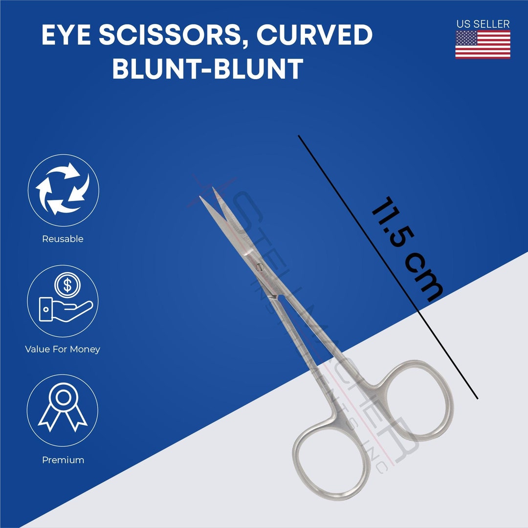 Eye Scissor Curved Blunt - Blunt 11.5cm Premium Ophthalmic Scissors ...