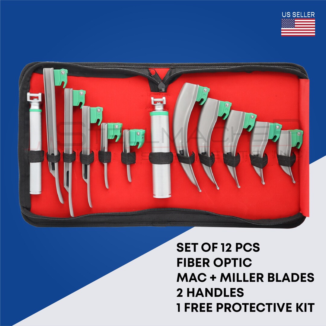 Laryngoscope Set Set of 12 Intubation Kit Fiber Optic Macintosh ...