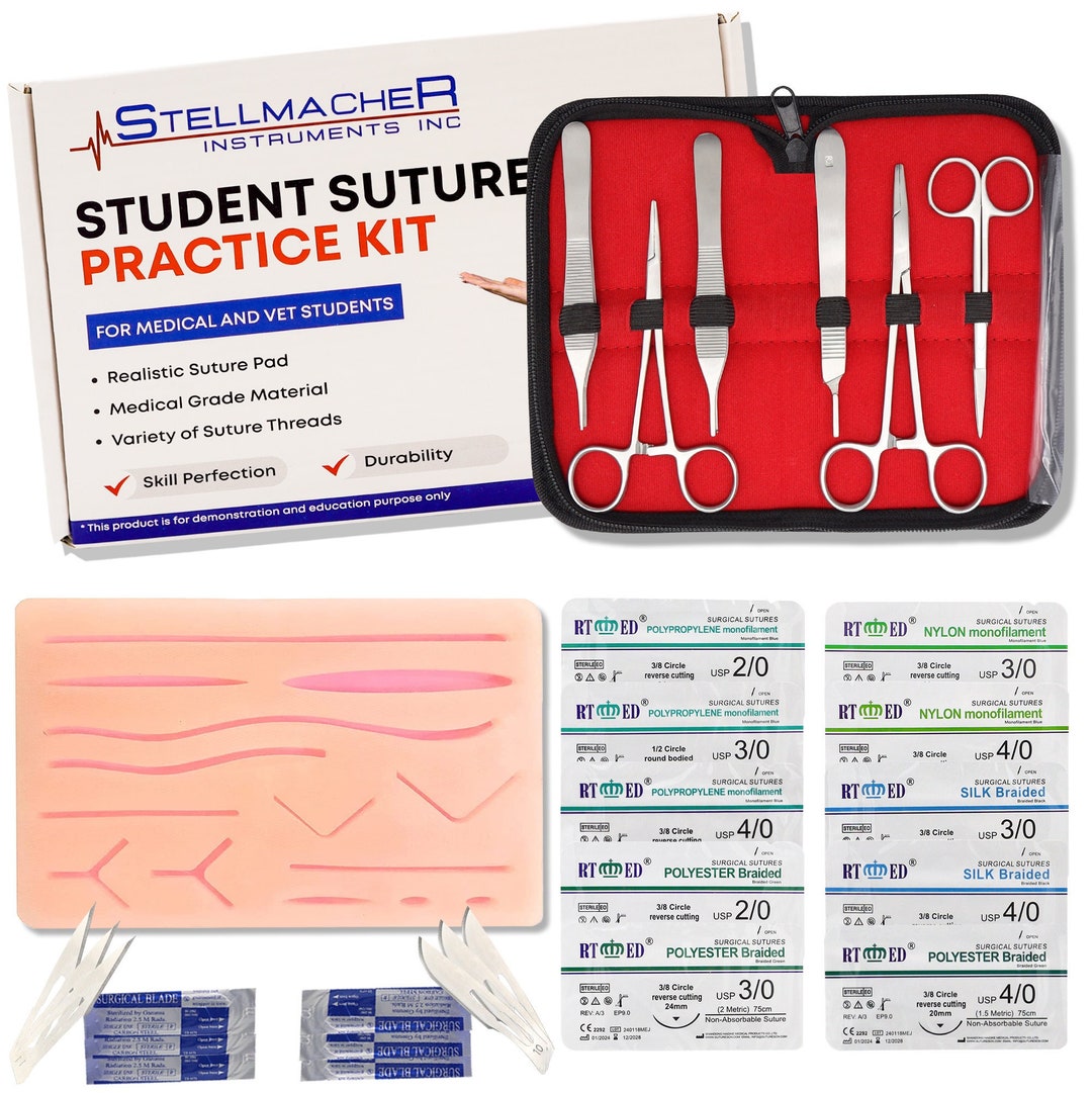 34 Pcs Suture Kit Complete Practice Kit Medical Student Large Suture ...