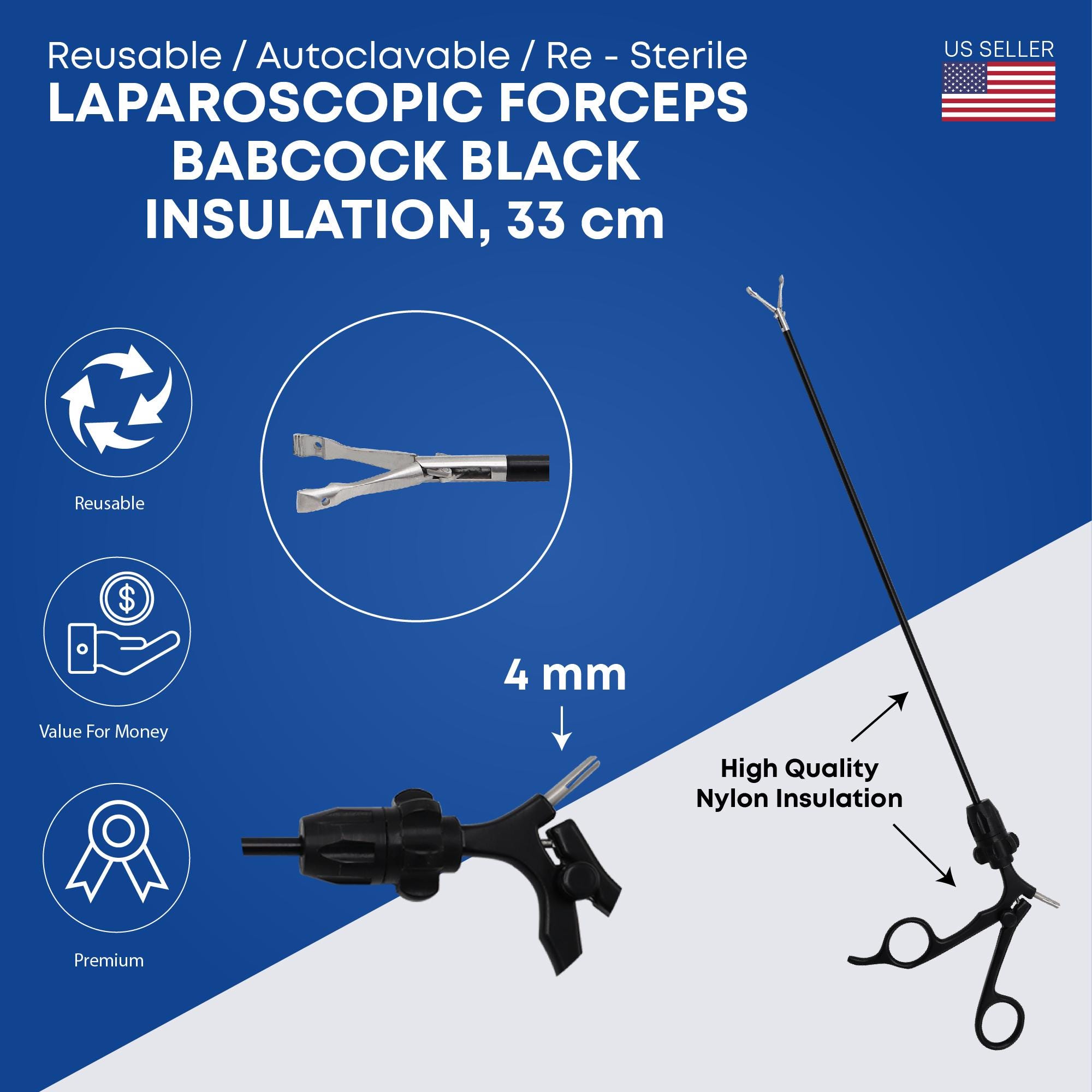 Laparoscopic Babcock Forceps Black Insulated 33 Cm Length Premium ...