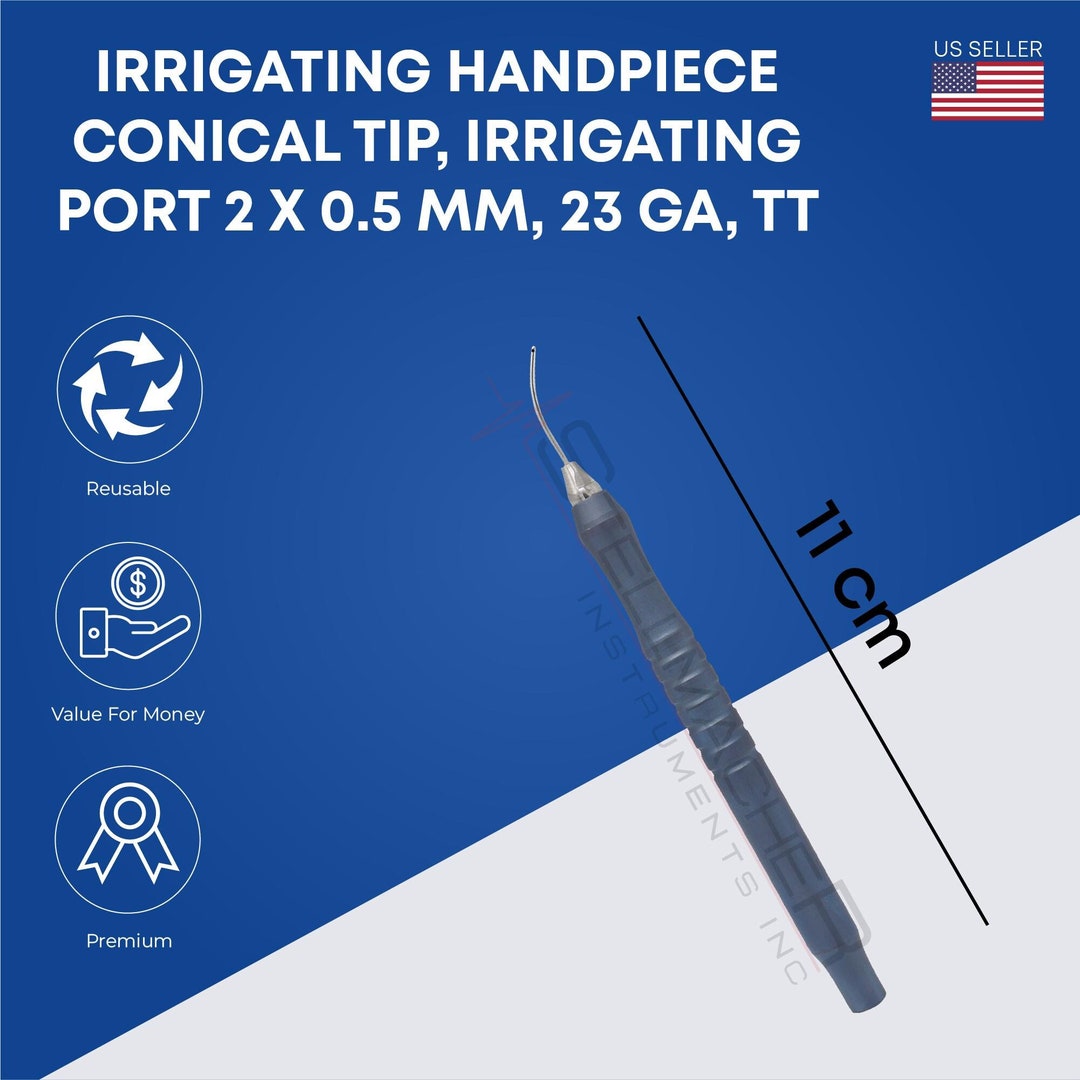 Irrigating Cannula Handpiece Conical Tip Irrigating Port 2 X 0.5mm 23 Ga TT Overall Length 11 Cm ...