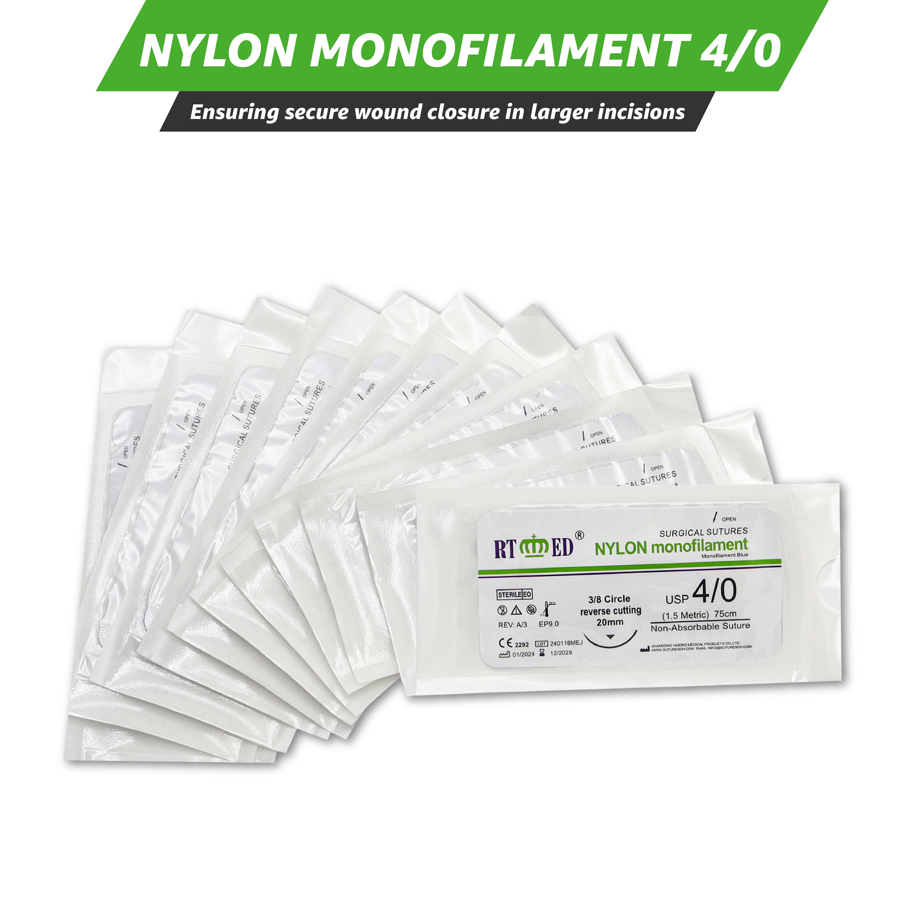 4/0 Nylon Suture Thread Medical Needle Non-absorbable for Suture ...
