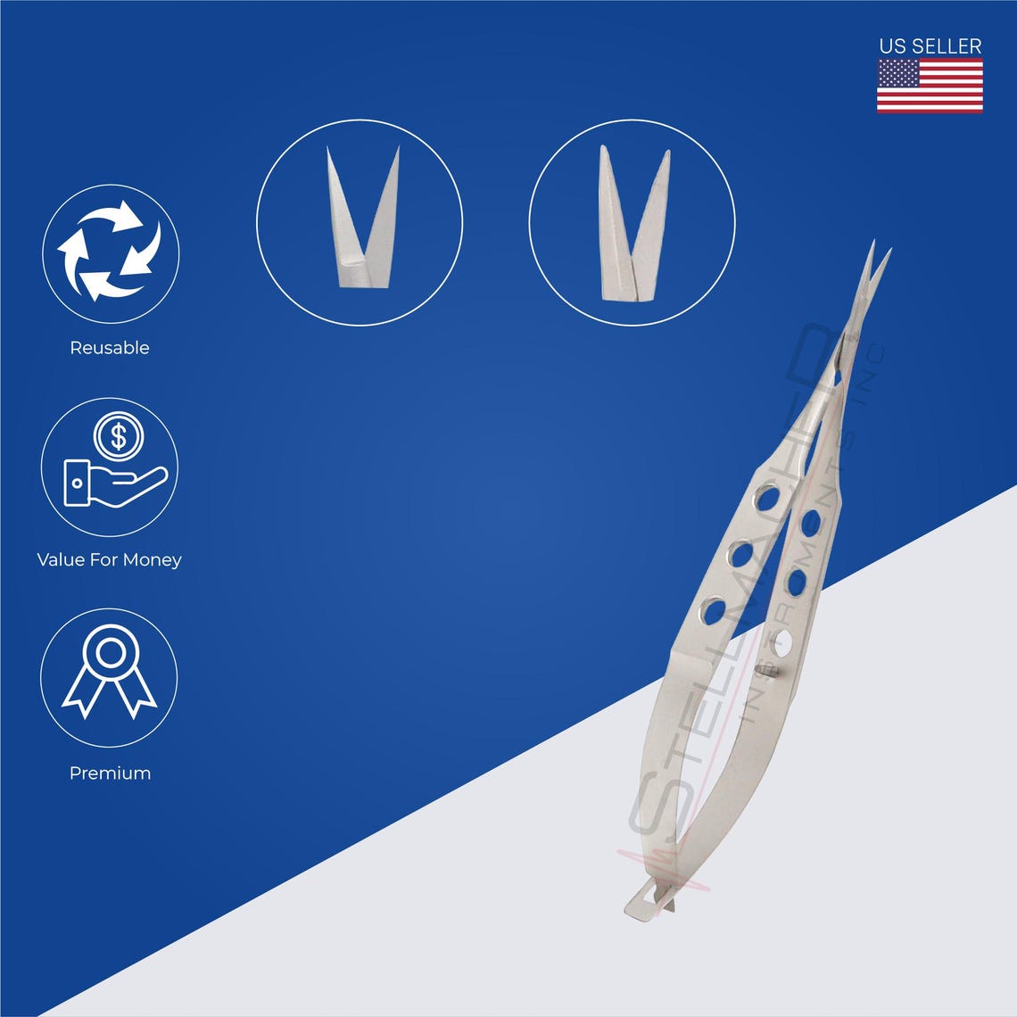 Corneal Scissors Universal Curved Blunt Overall Length 10.5 Cm Premium ...