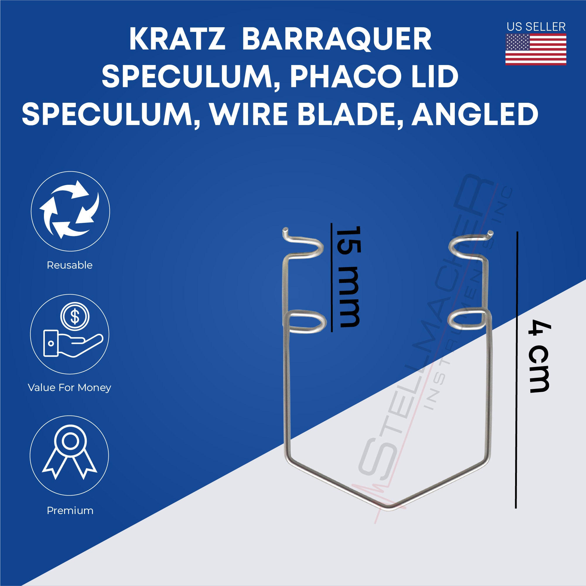 Kratz Barraquer Eye Speculum 15mm Wire Blade Ophthalmic Lid Surgery ...