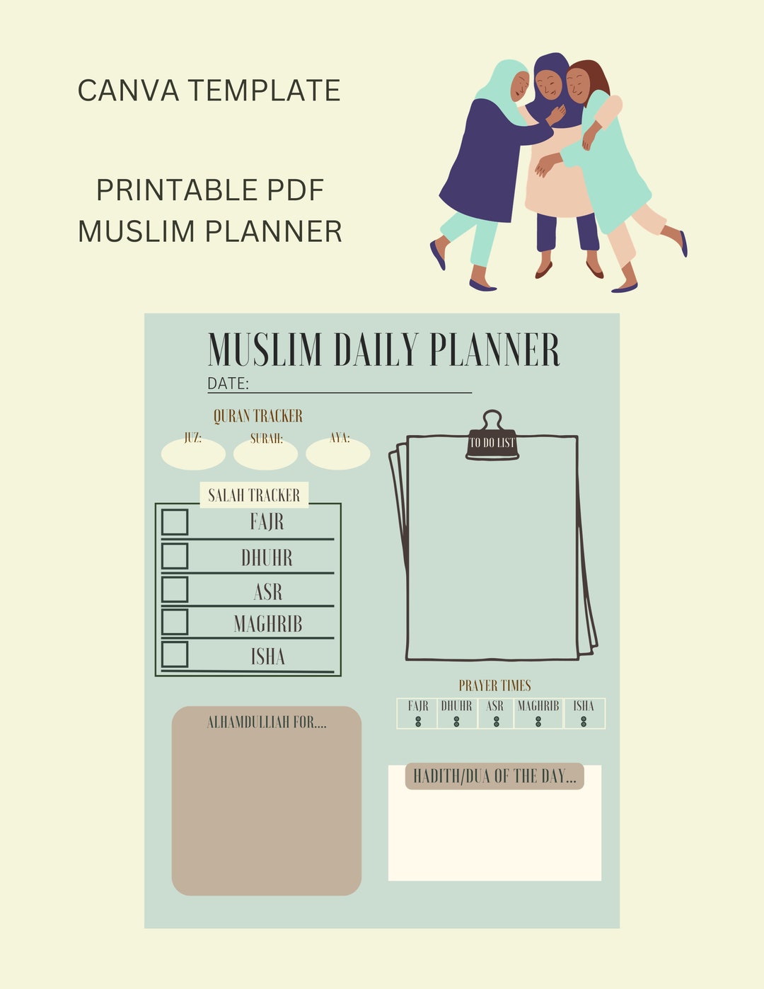 Daily Muslim Planner Printable PDF Islamic Planner Quran - Etsy