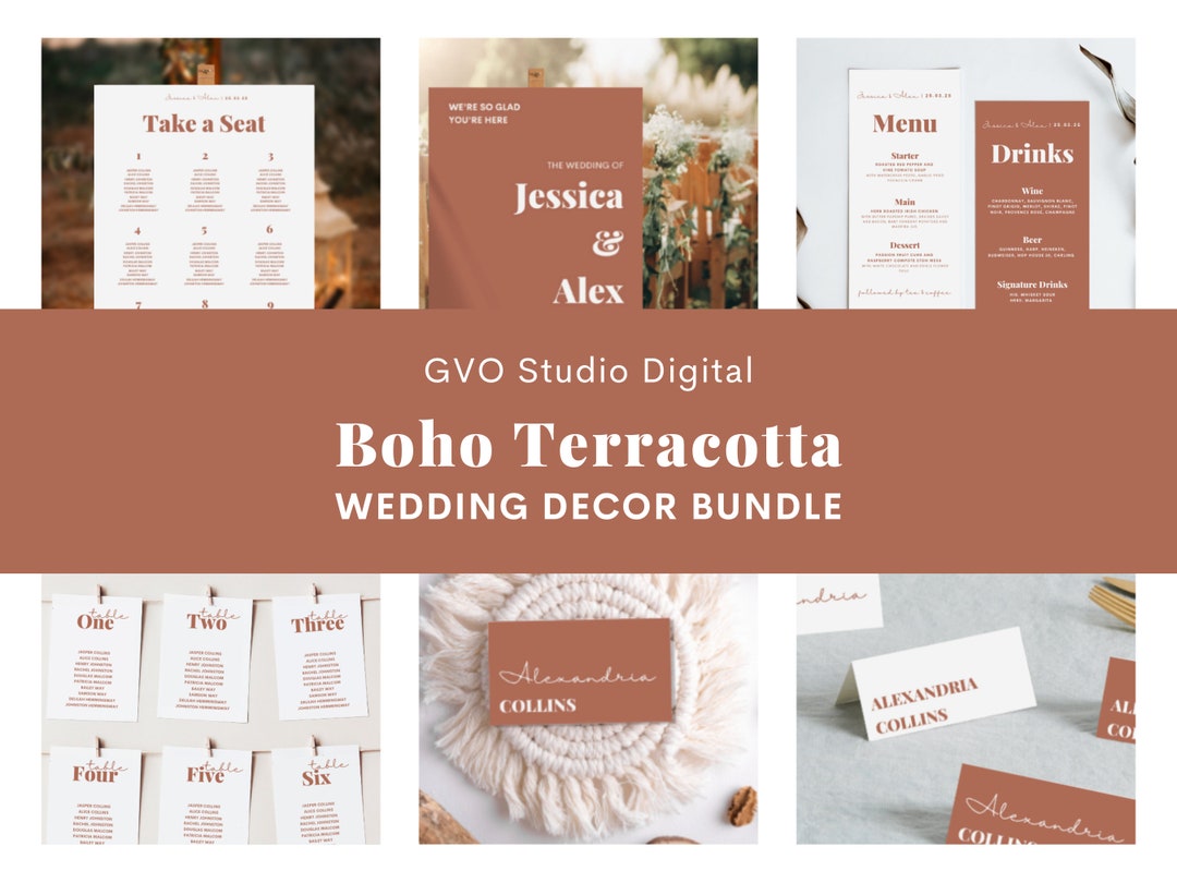 Digital Download Wedding Decor Bundle | Boho Terracotta Modern Style ...