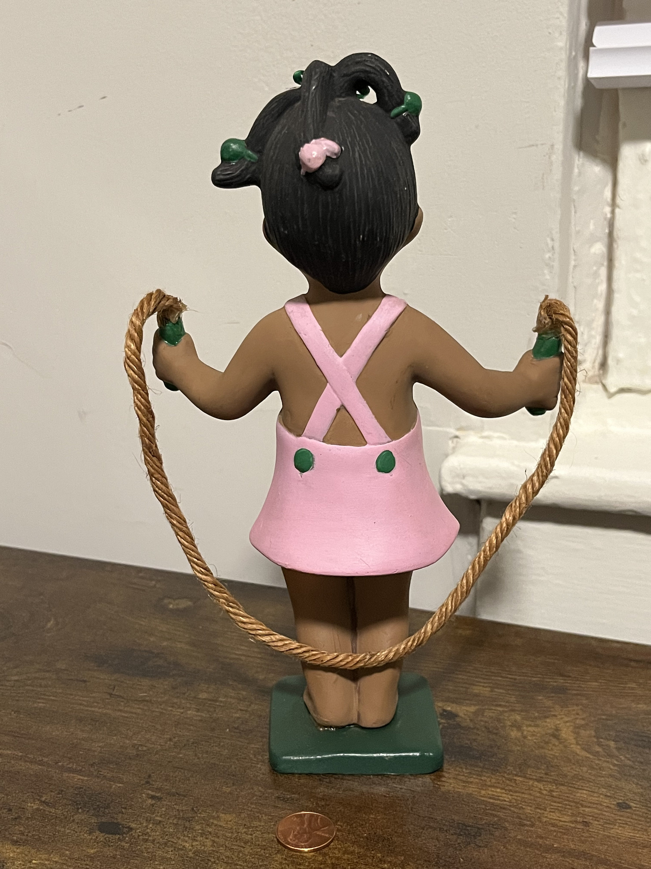 Pair of Figurines Little Girl Jumping Rope and the Other Reading a Book ...