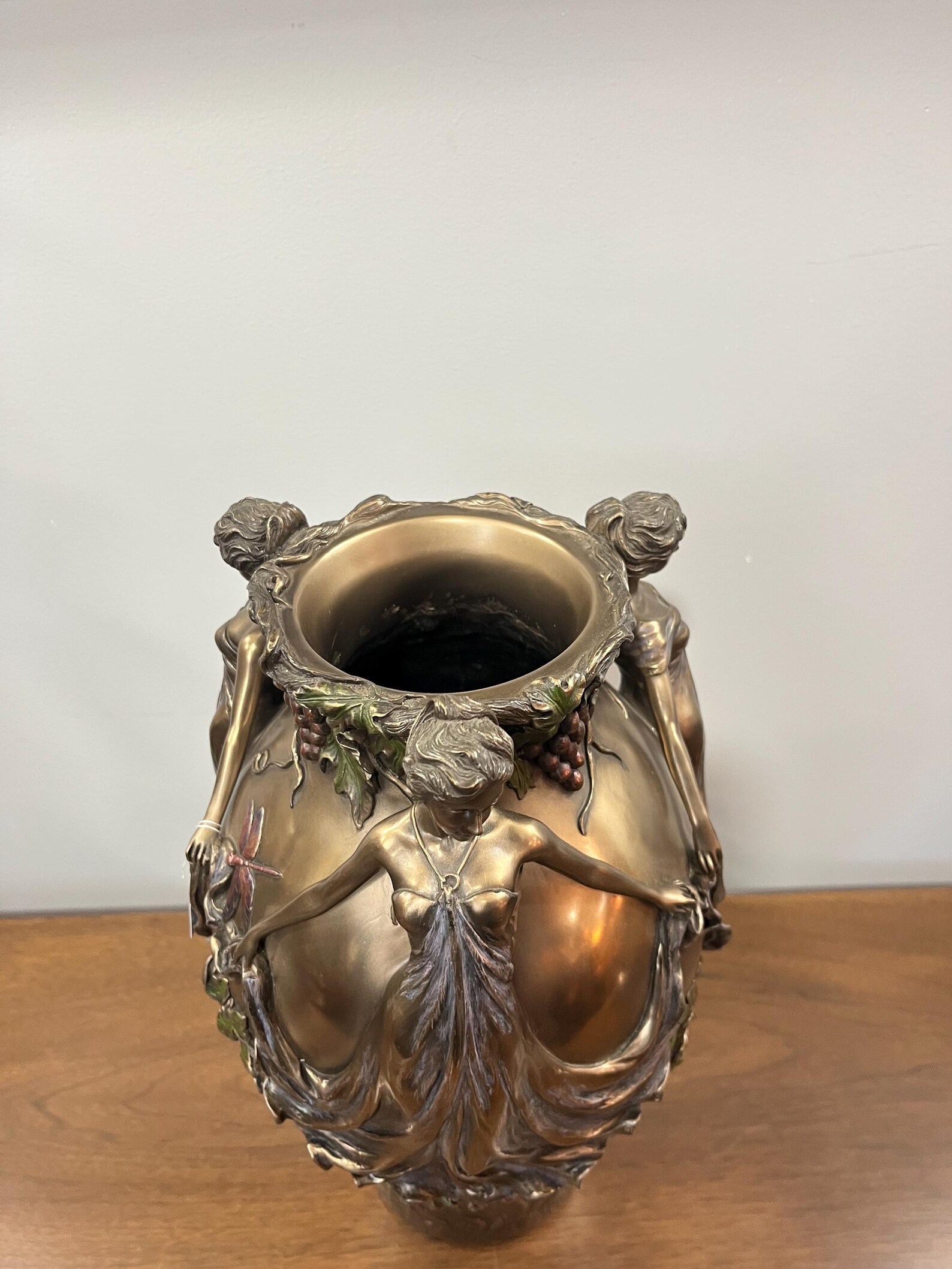 Vintage Art Nouveau 3 Graces Composite Vase With Bronze Finish Summit ...