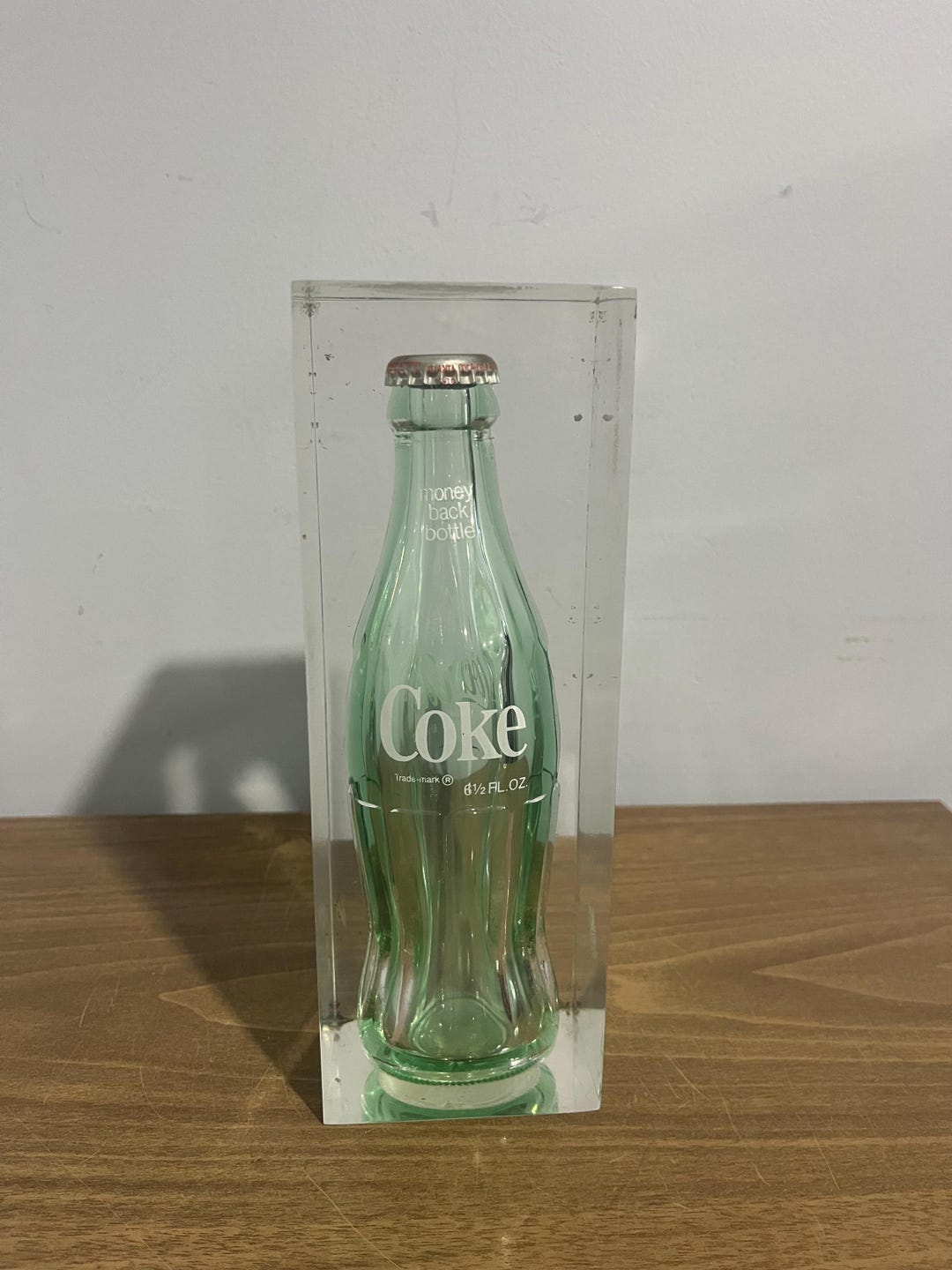Vintage Coca Cola Opened Emptied Bottle Invaded in Lucite/acrylic Case ...