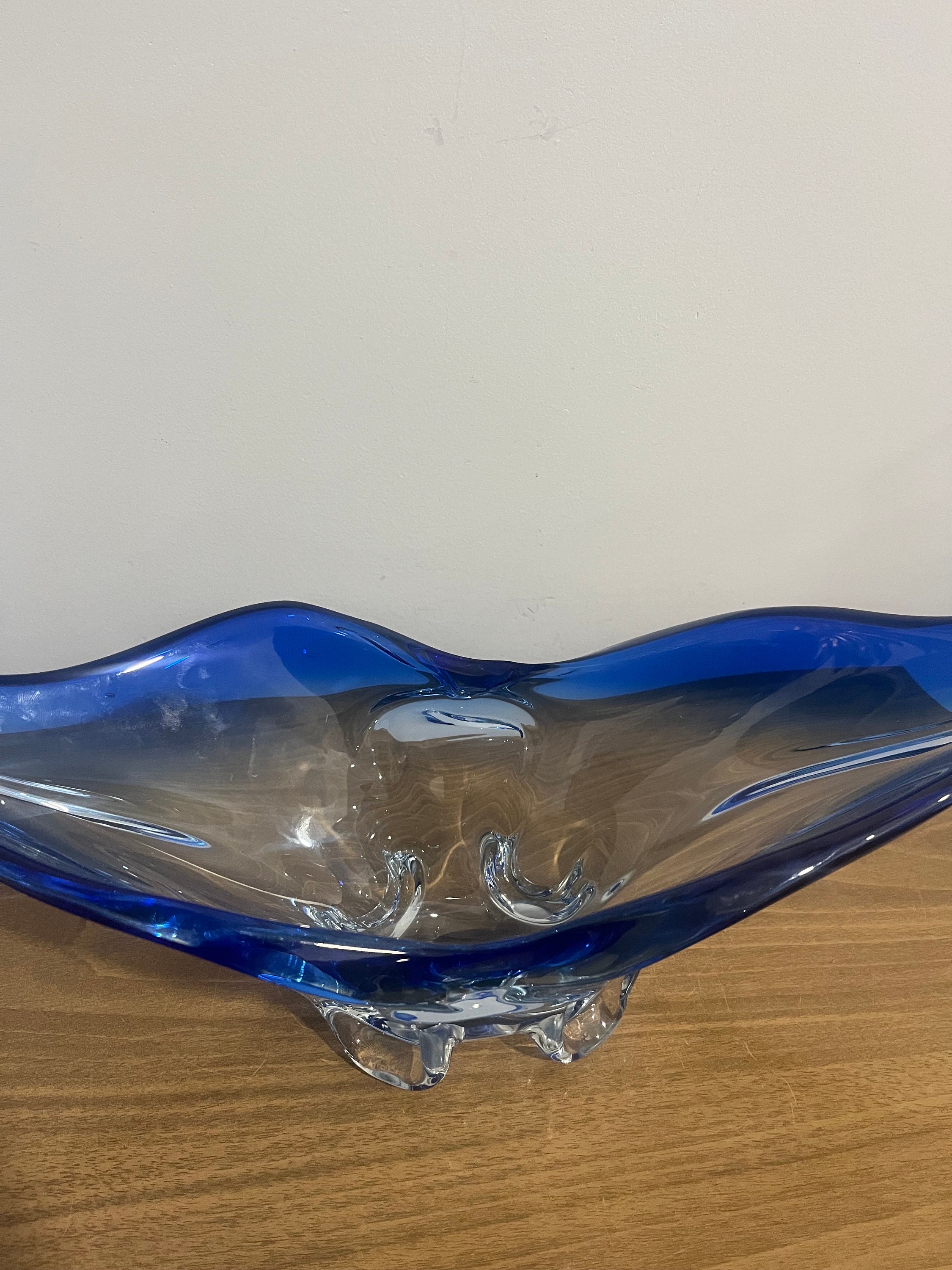 Modern Large Blue Clear Glass Decorative Murano Bowl - Etsy