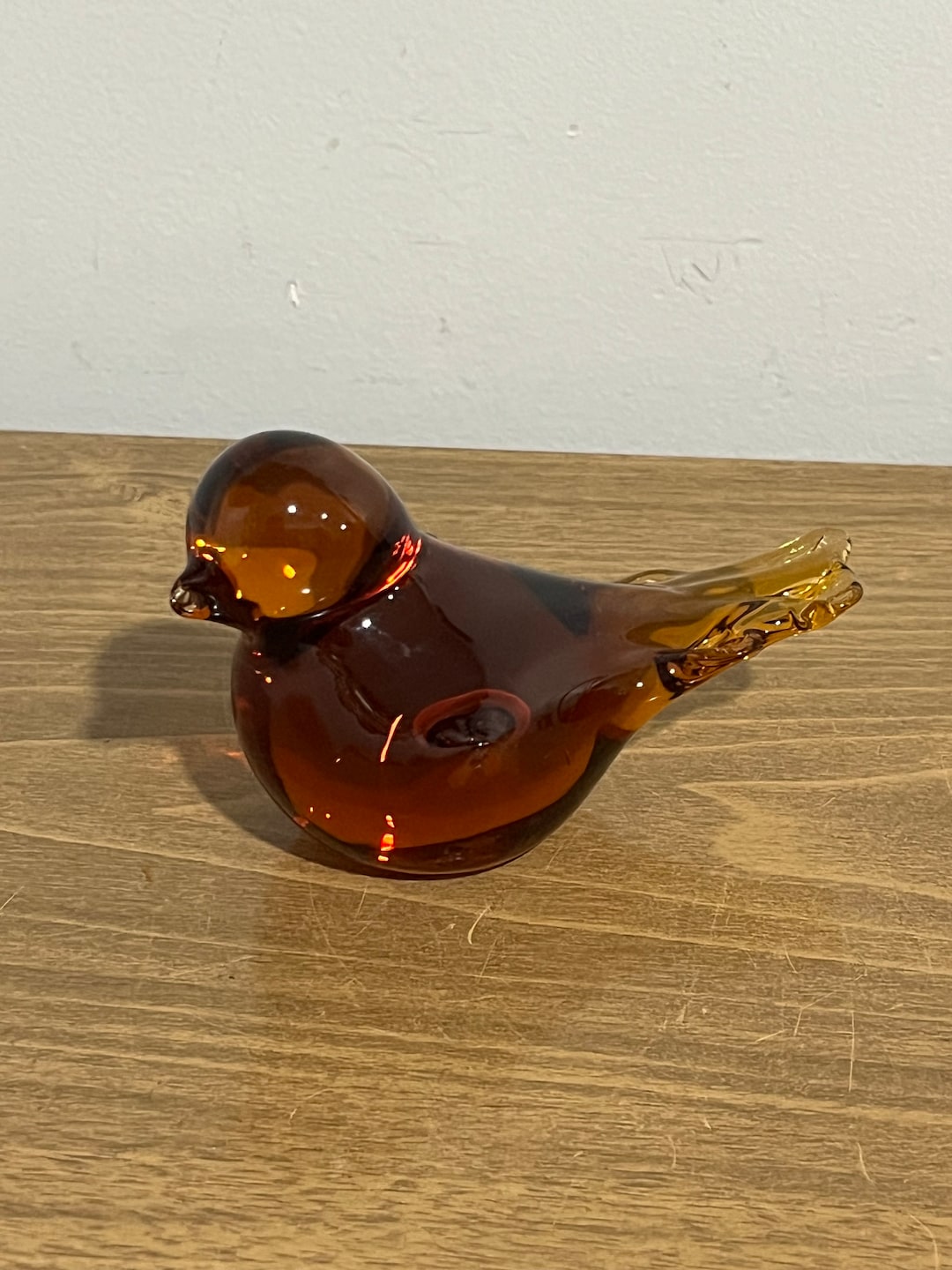 Vtg Hand Blown Amber Glass Bird Paper Weight - Etsy