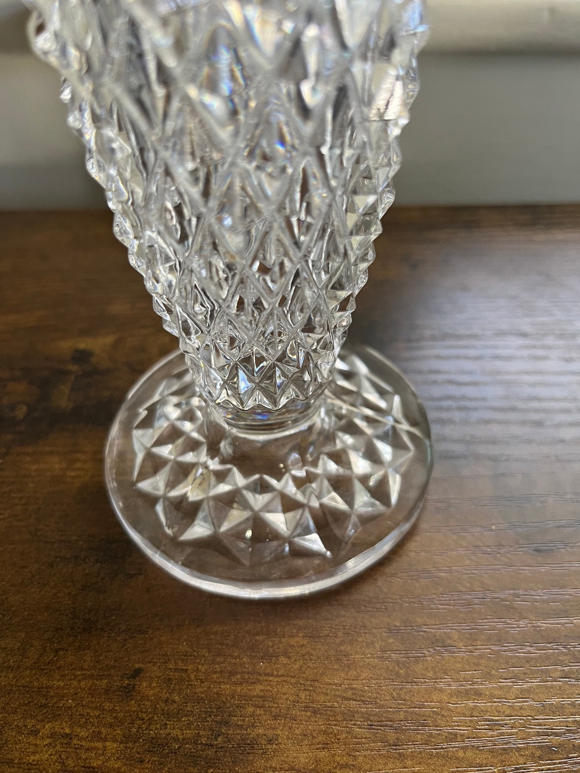 Vintage Cristal Diamond Cut Glass Vase - Etsy