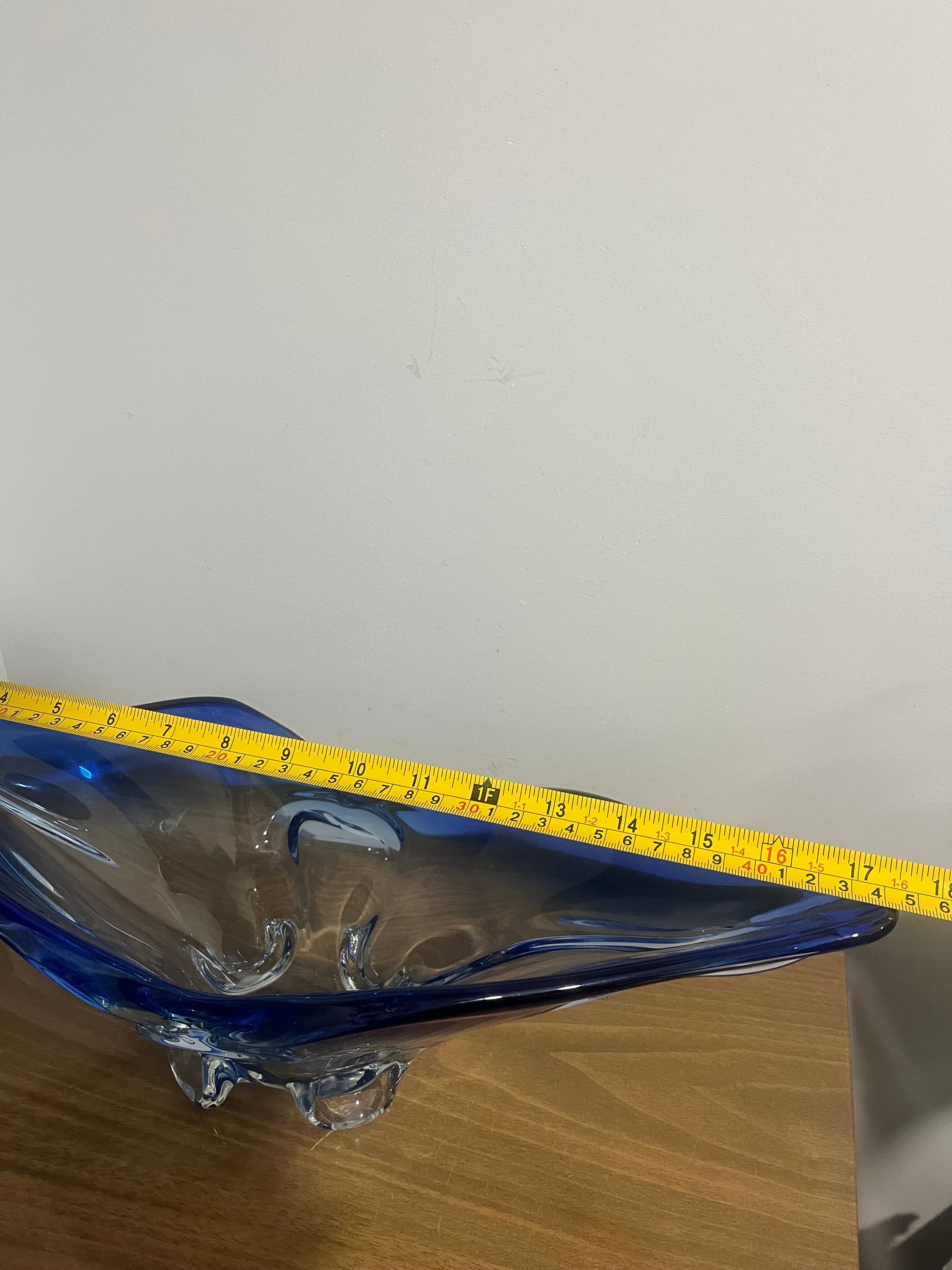 Modern Large Blue Clear Glass Decorative Murano Bowl - Etsy