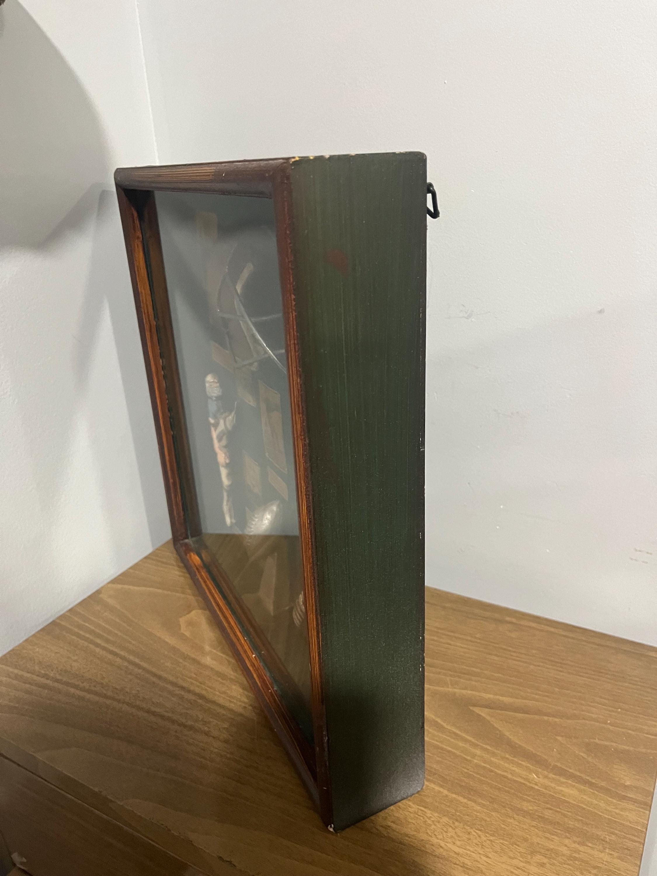 Vintage Wood Football Shadow Box Sammy Baugh Don Huston Jim Thorpe and ...