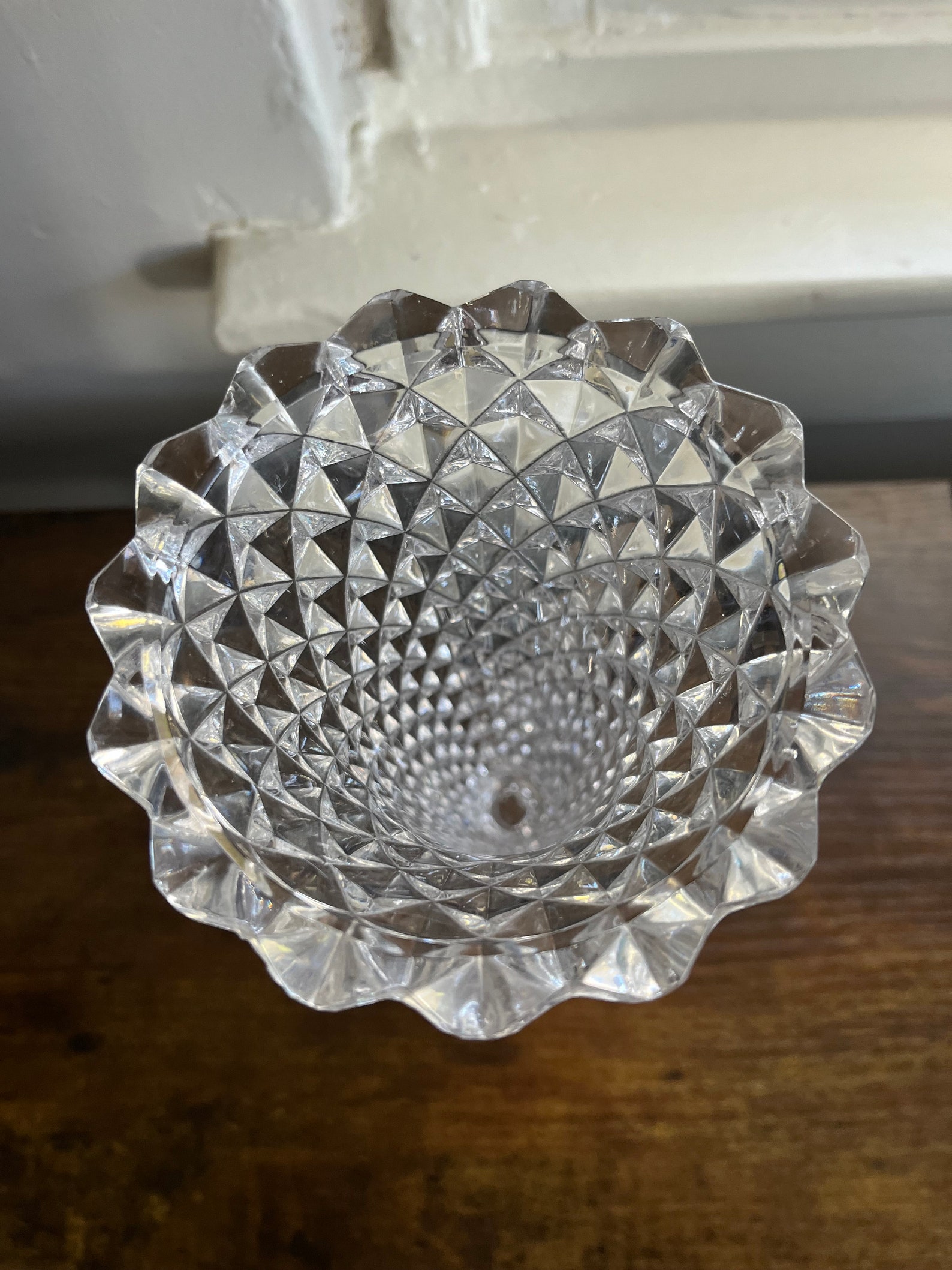 Vintage Cristal Diamond Cut Glass Vase - Etsy