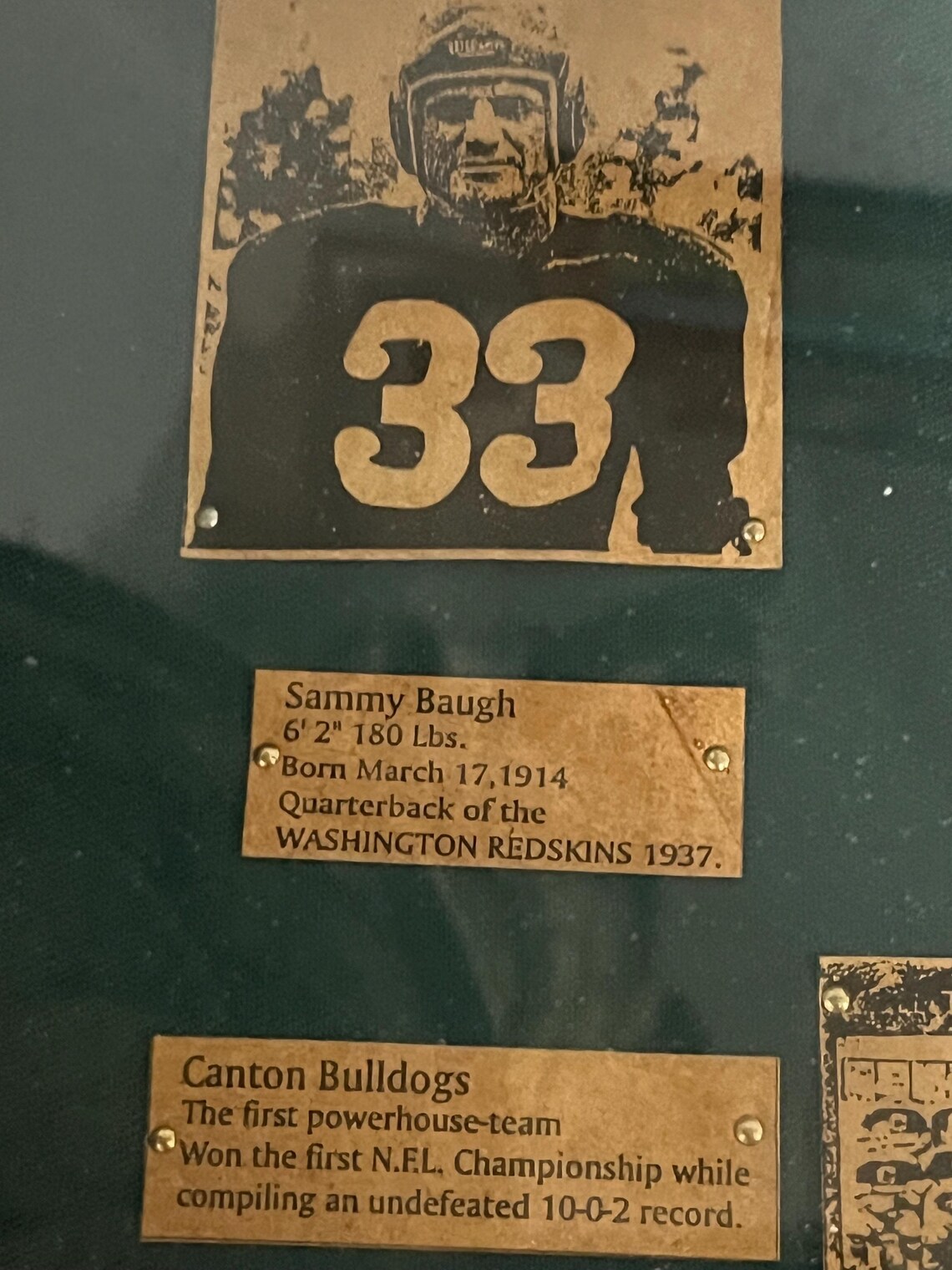 Vintage Wood Football Shadow Box Sammy Baugh Don Huston Jim Thorpe and ...