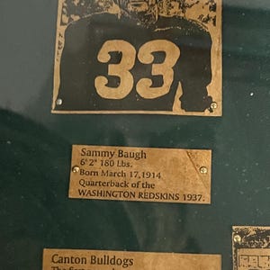 Vintage Wood Football Shadow Box Sammy Baugh Don Huston Jim Thorpe and ...