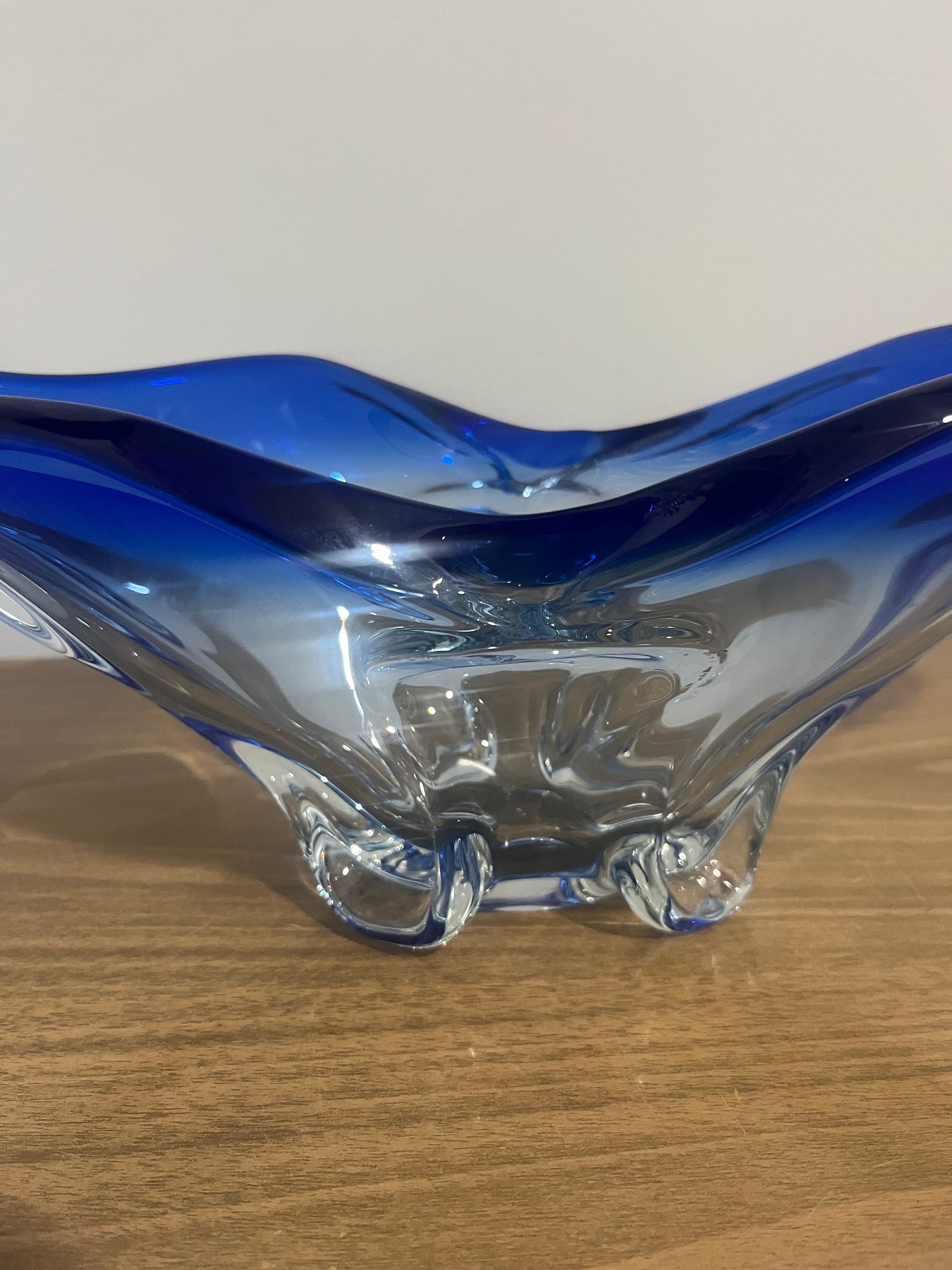 Modern Large Blue Clear Glass Decorative Murano Bowl - Etsy