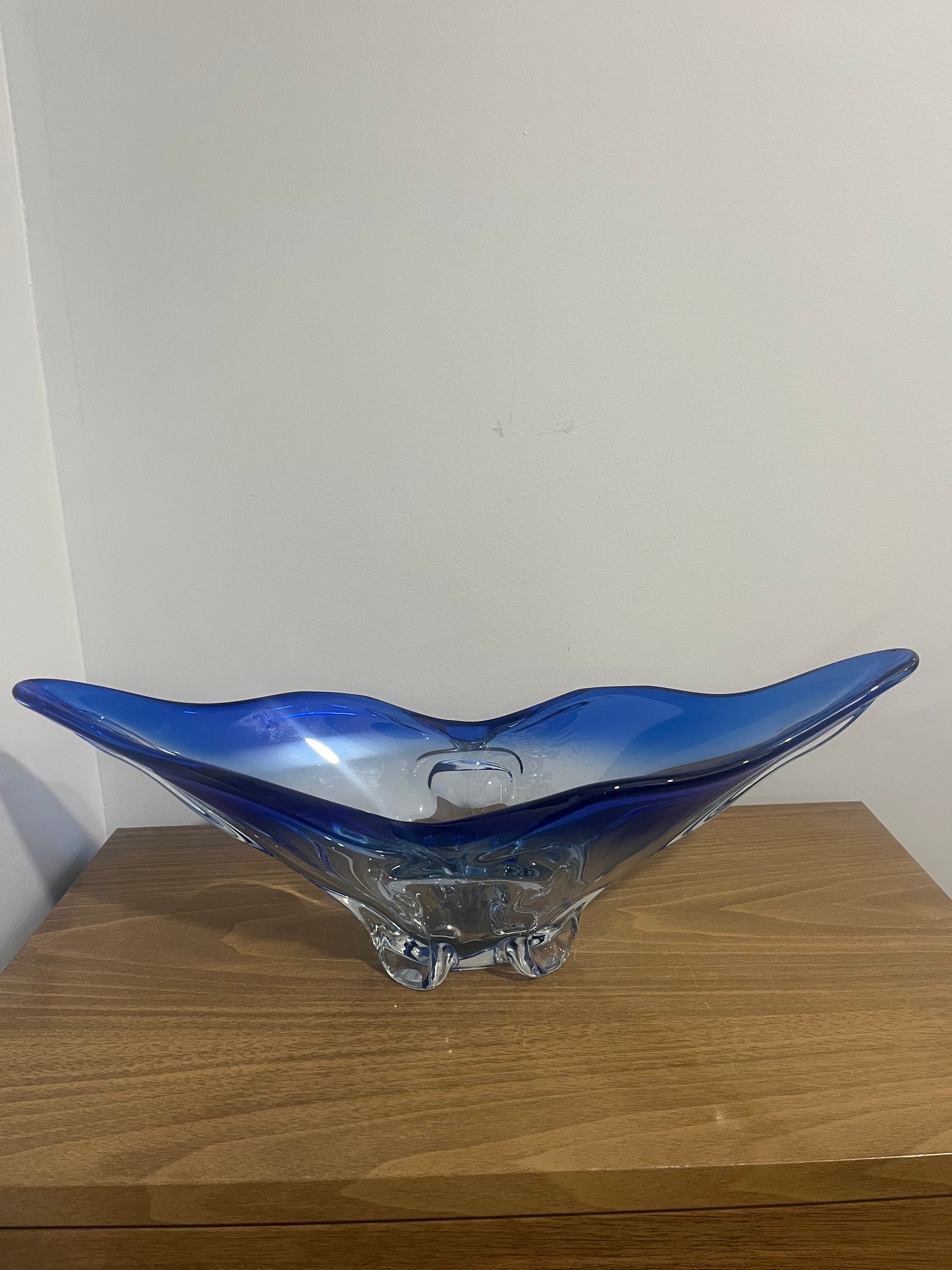 Modern Large Blue Clear Glass Decorative Murano Bowl - Etsy