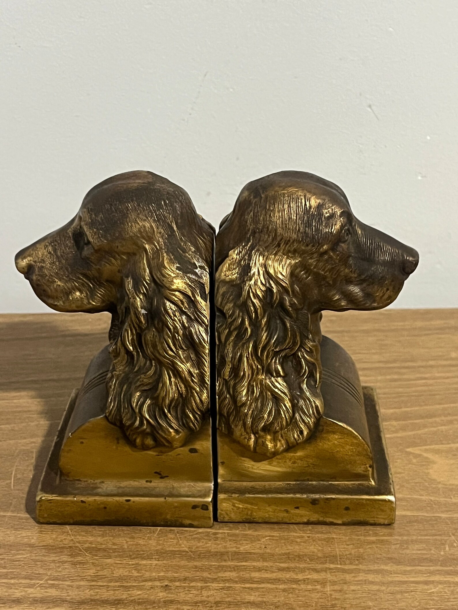 Vtg Brass Cocker Spaniel Bookends - Etsy