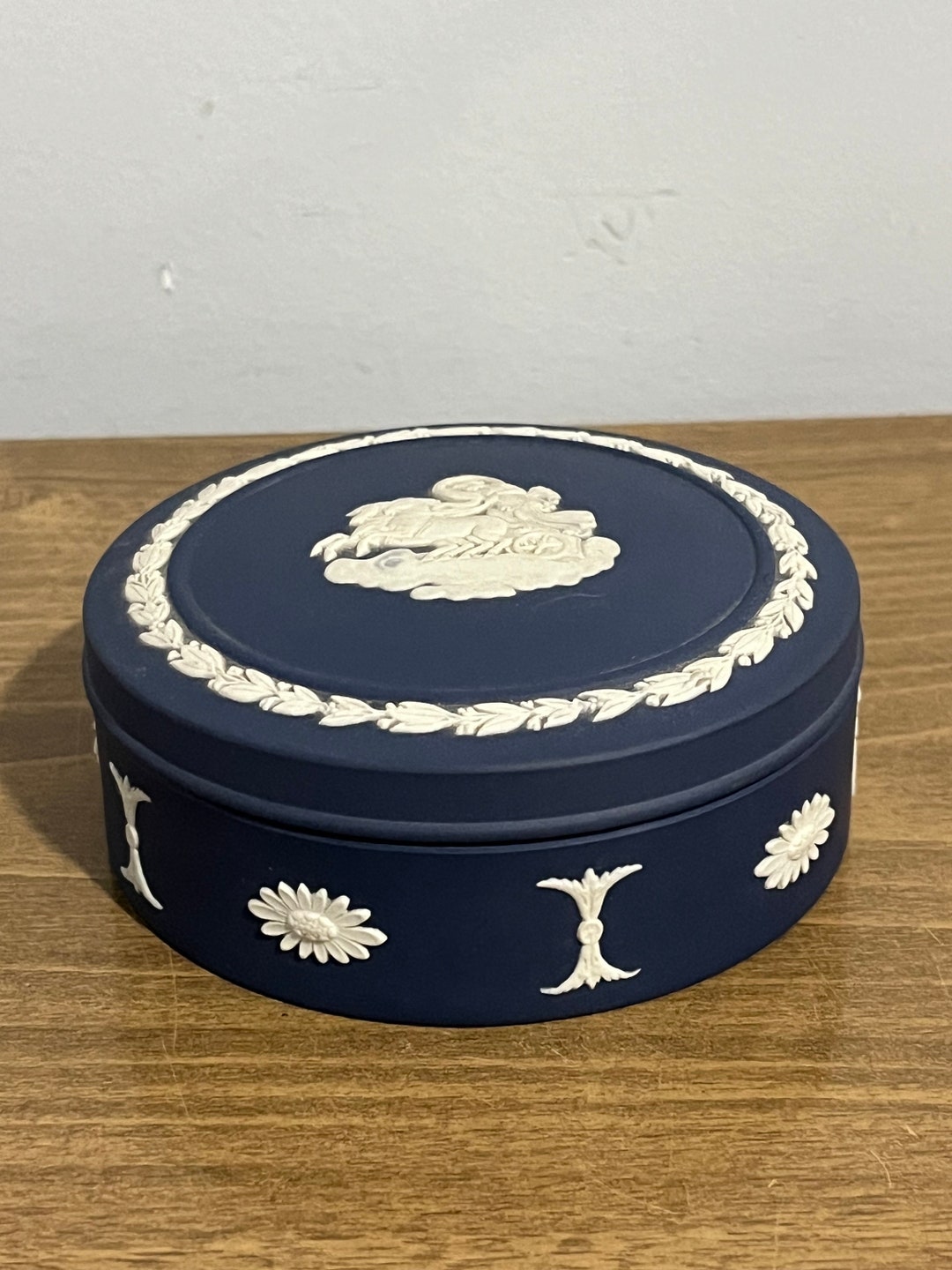 Wedgwood Jasperware Portland Blue Athena Trinket Box - Etsy