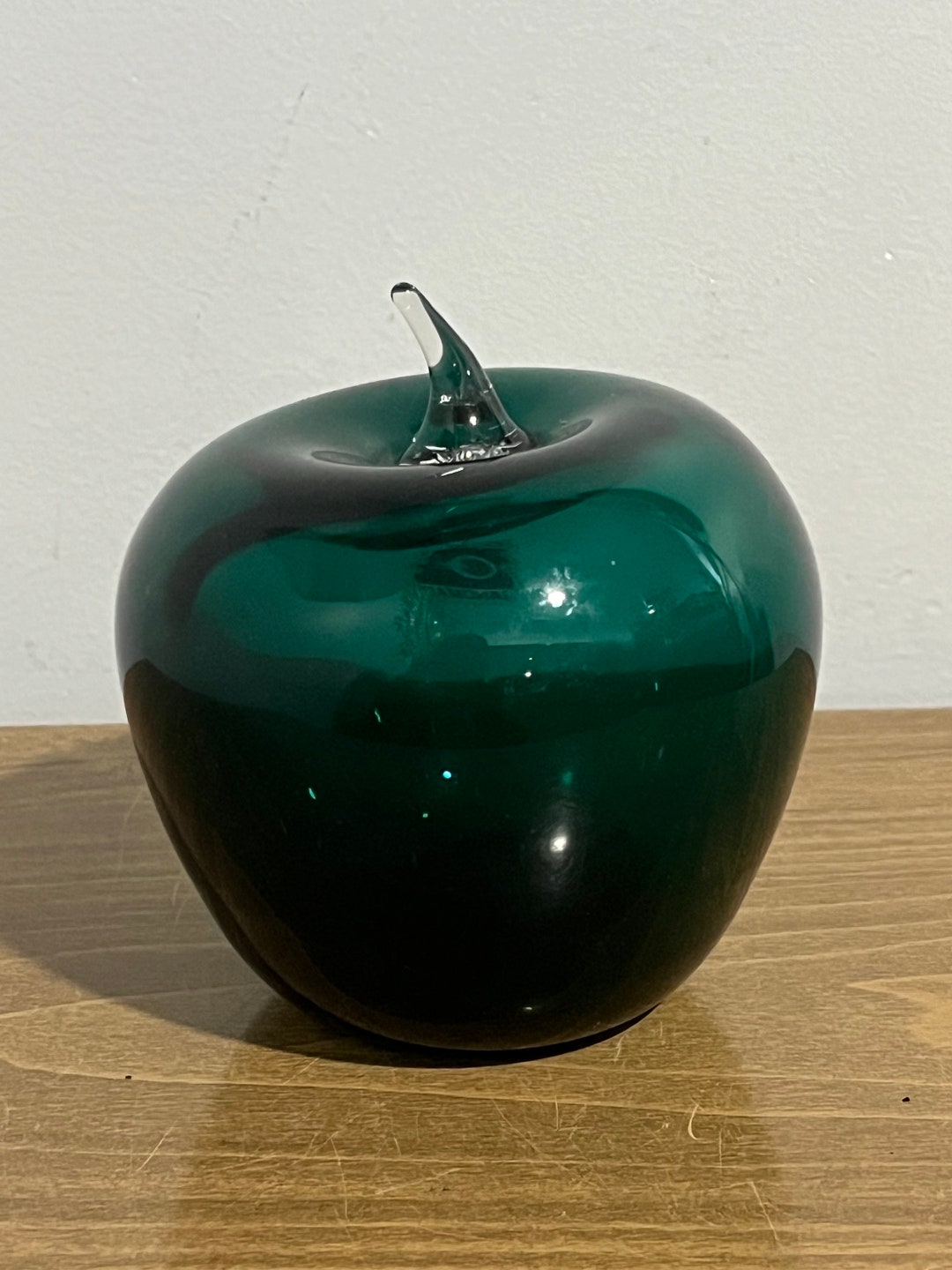 Vintage Green Hand Blown Glass Apple From Blenko Decor/paperweight - Etsy