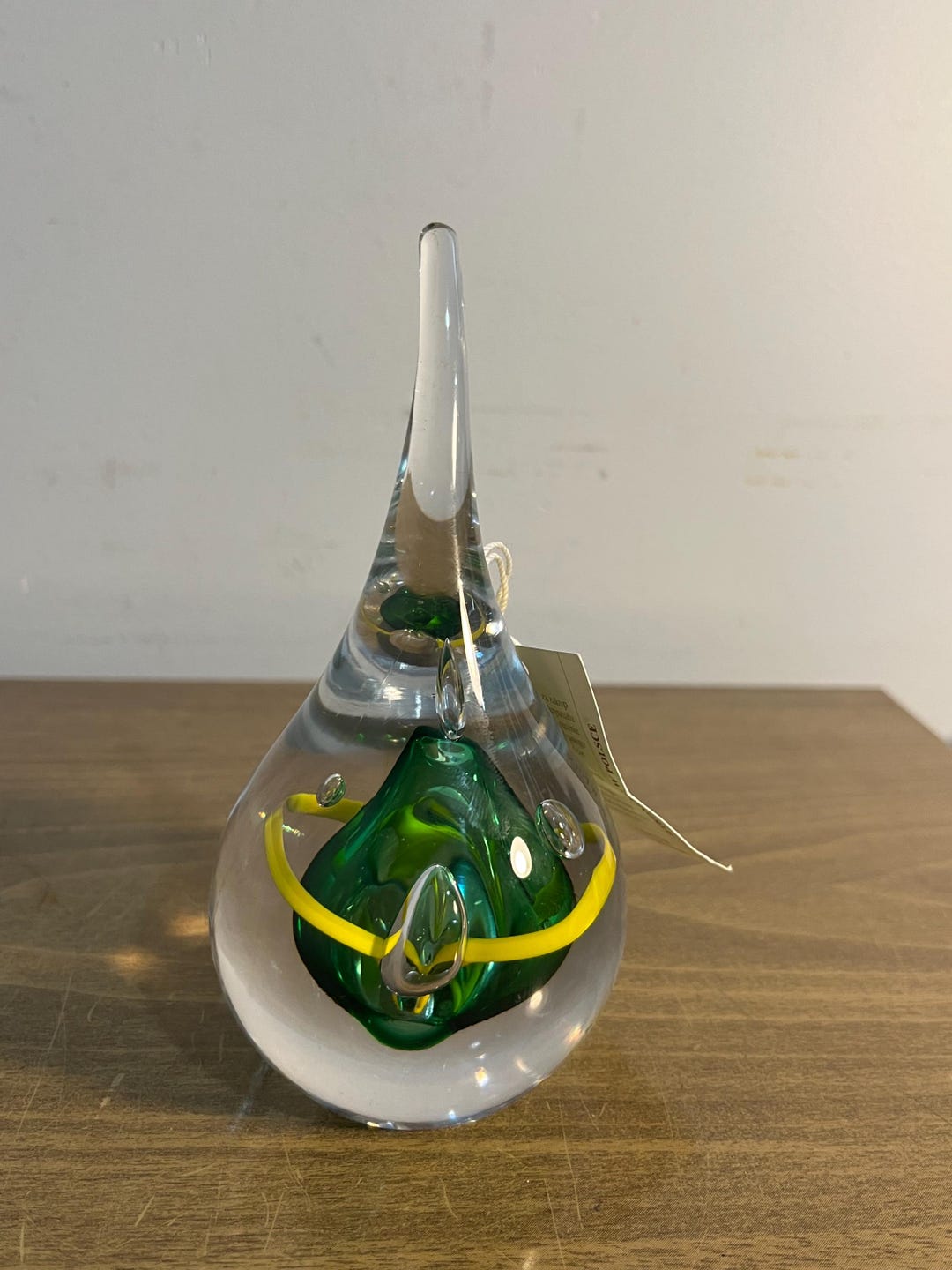 Adam Jablonski Signed Green Yellow Clear Glass Paperweight - Etsy