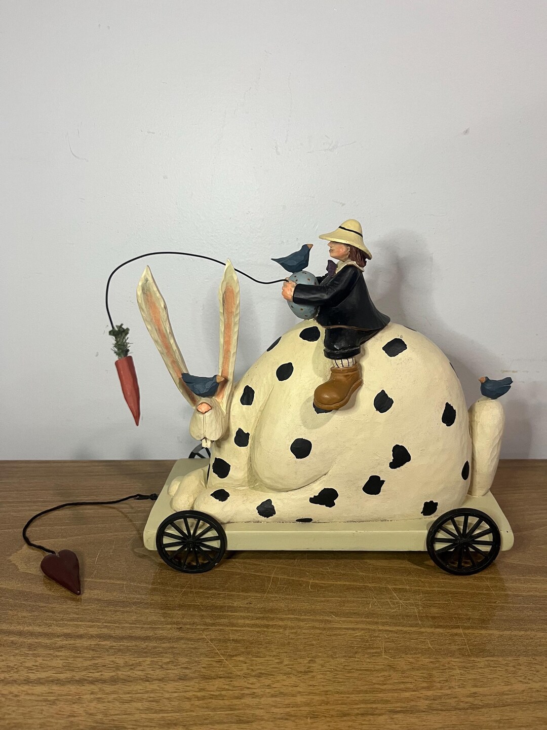 Vintage 2002 Willi Raye Studio Hand Painted Figurine Girl on Rabbit - Etsy