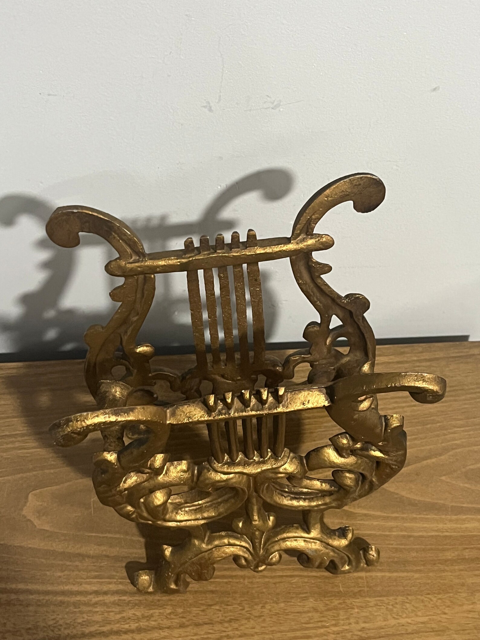 Vtg Brass Harp Shaped Magazine Rack - Etsy