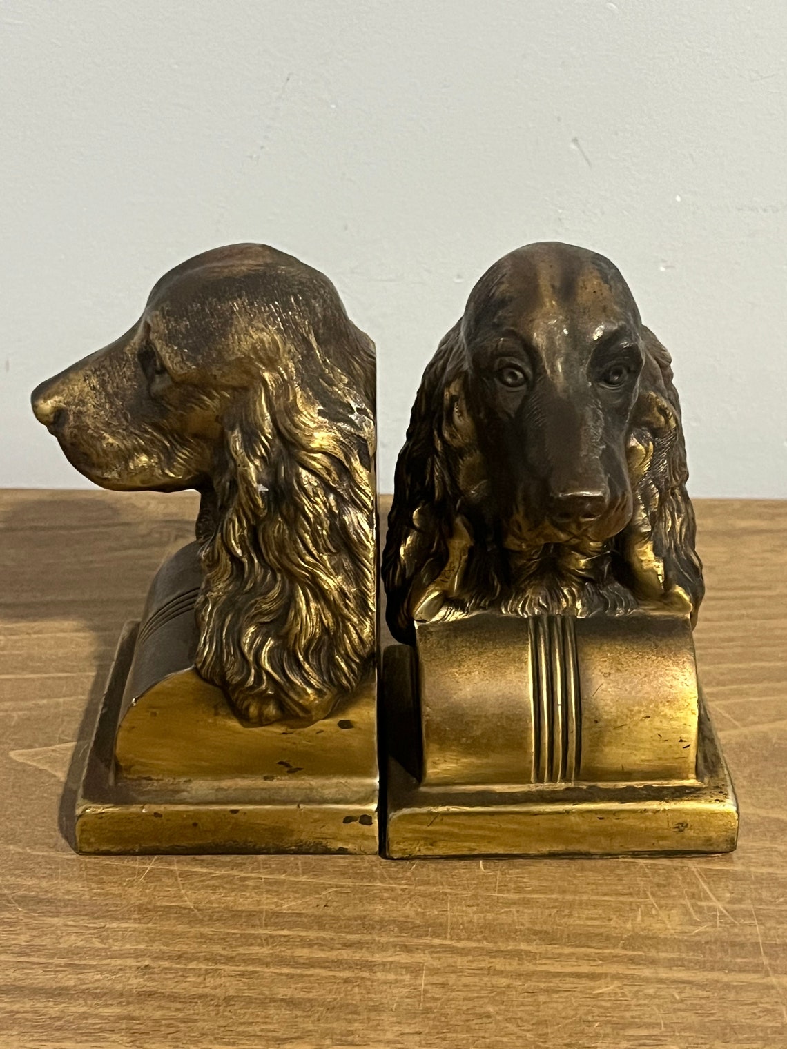 Vtg Brass Cocker Spaniel Bookends - Etsy