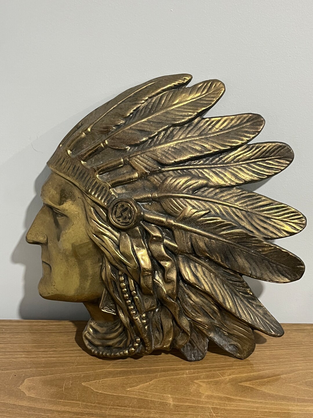 Vtg Brass Indian Head Wall Hanging - Etsy