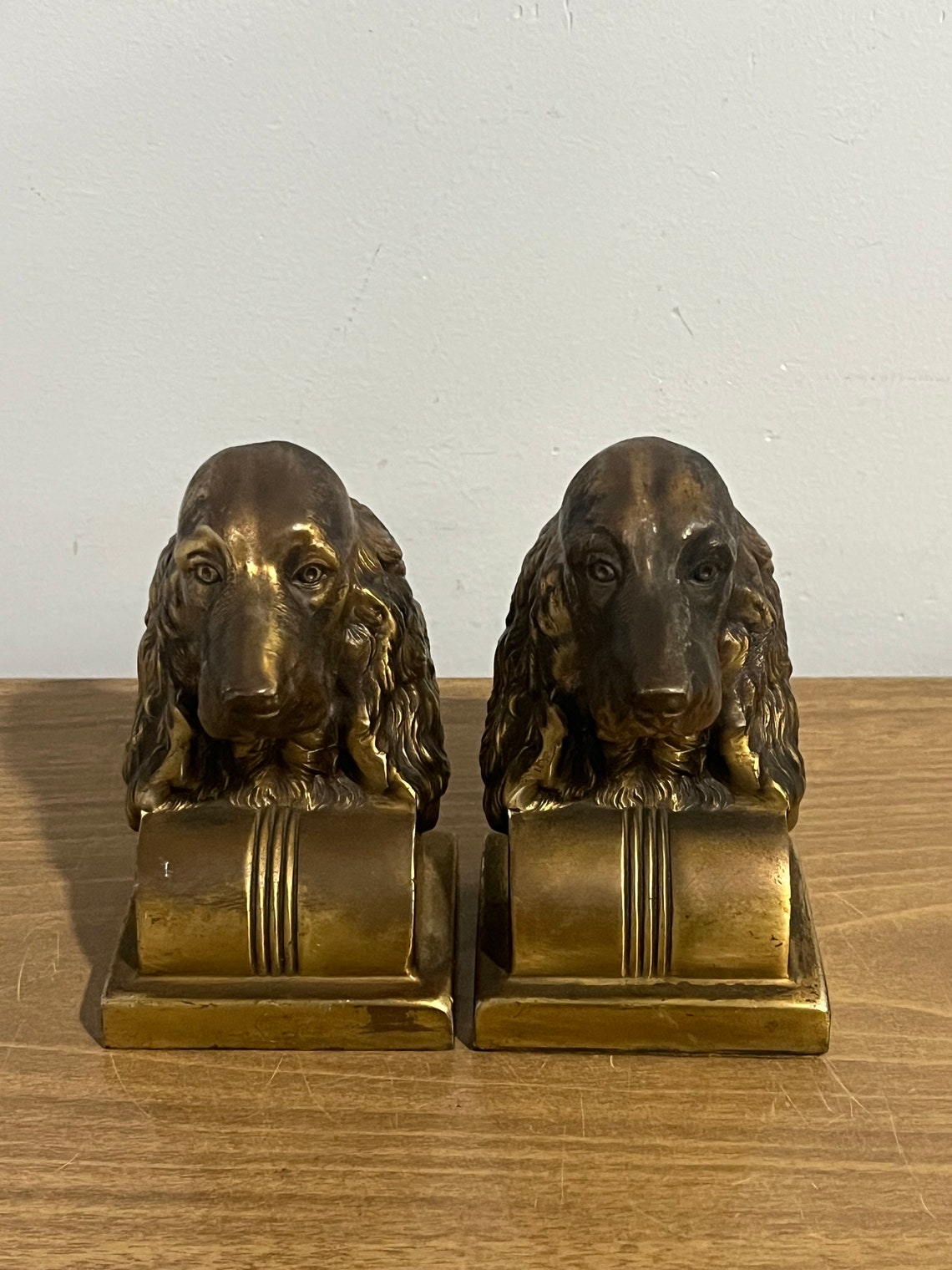 Vtg Brass Cocker Spaniel Bookends - Etsy