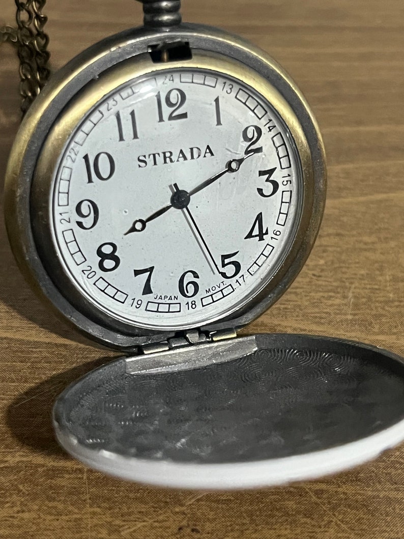 Vtg Strada Japanese Movement Owl Cover Pocket Watch With Chain - Etsy