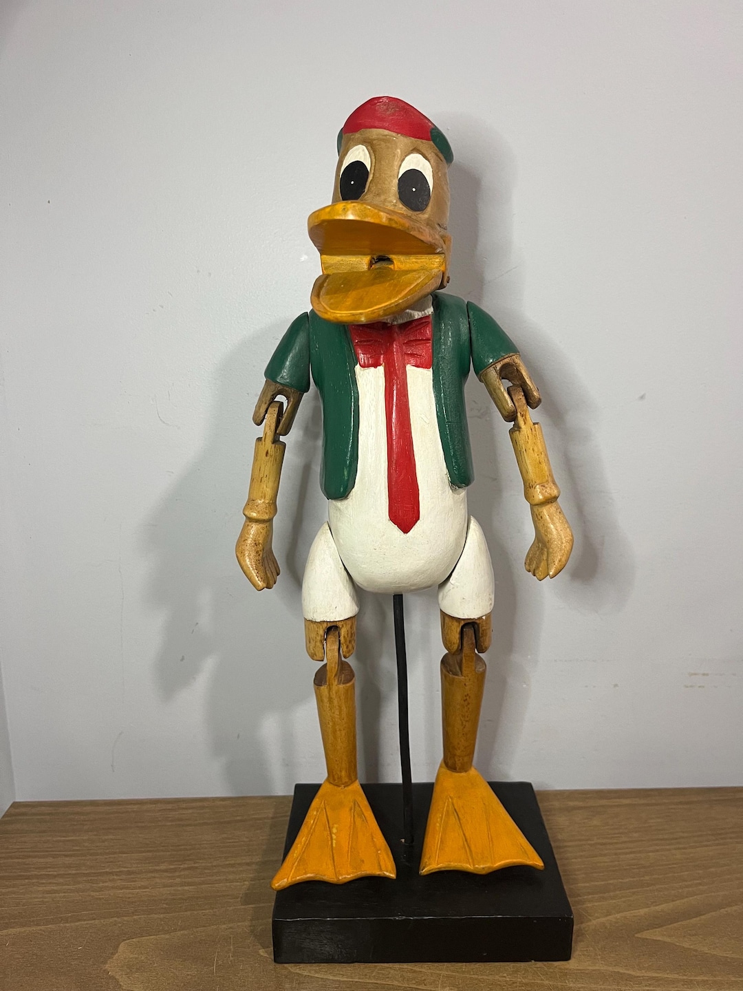 Vintage Rare Disney Donald Duck Wooden Figurine Marionette on Stand - Etsy