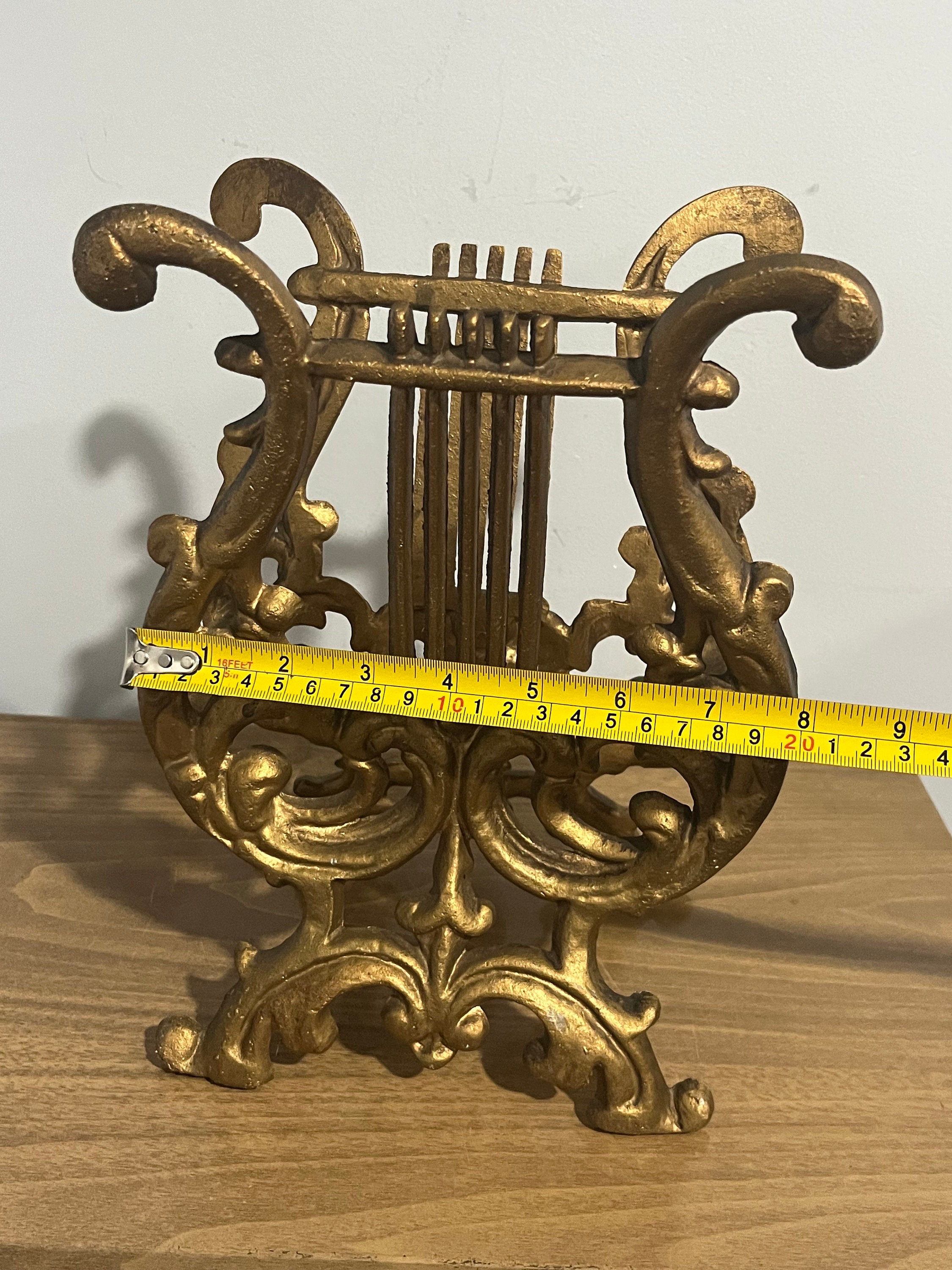 Vtg Brass Harp Shaped Magazine Rack - Etsy