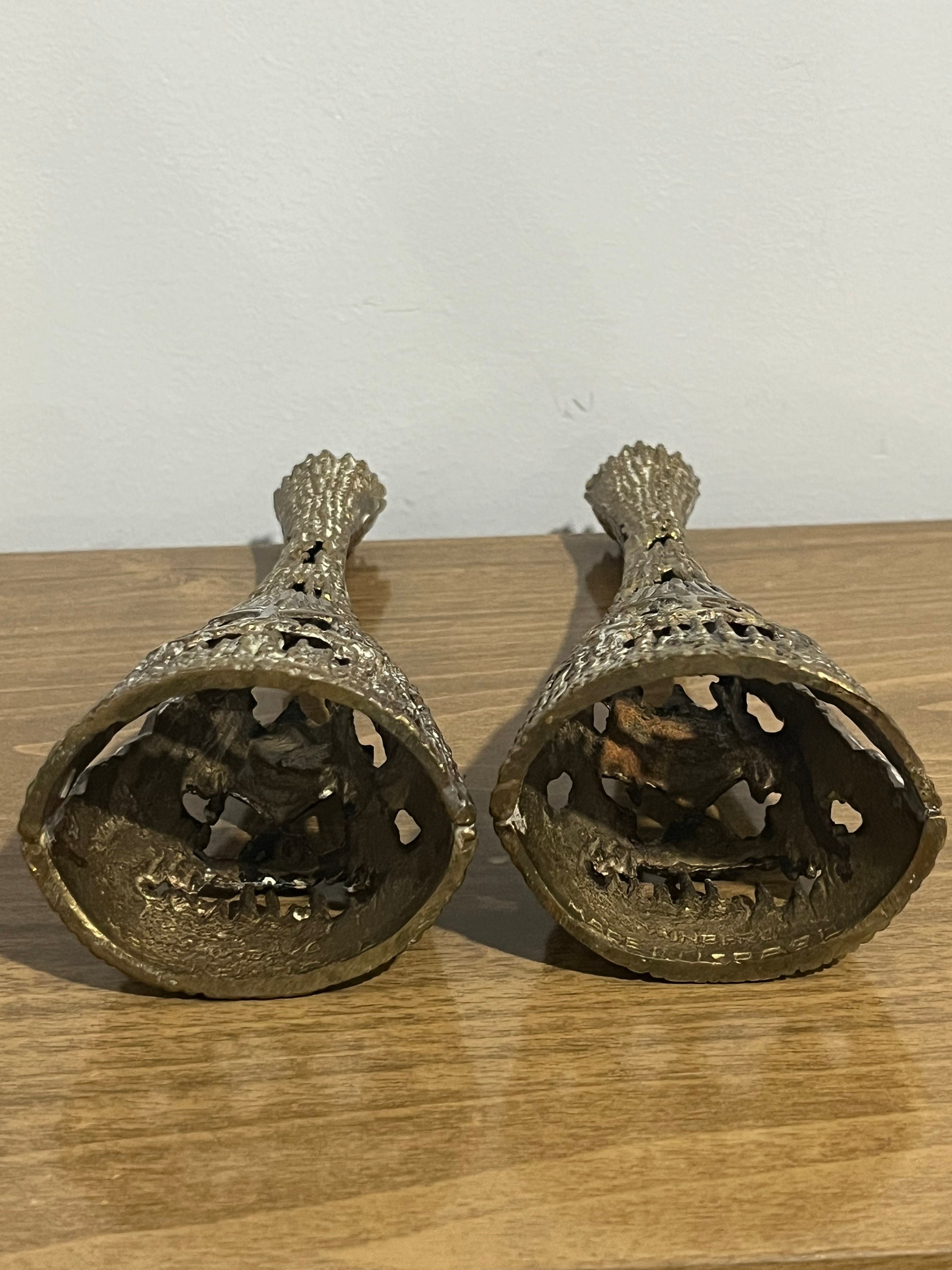 Wainberg israel Brass Shabbat Candle Holder Pair - Etsy Israel