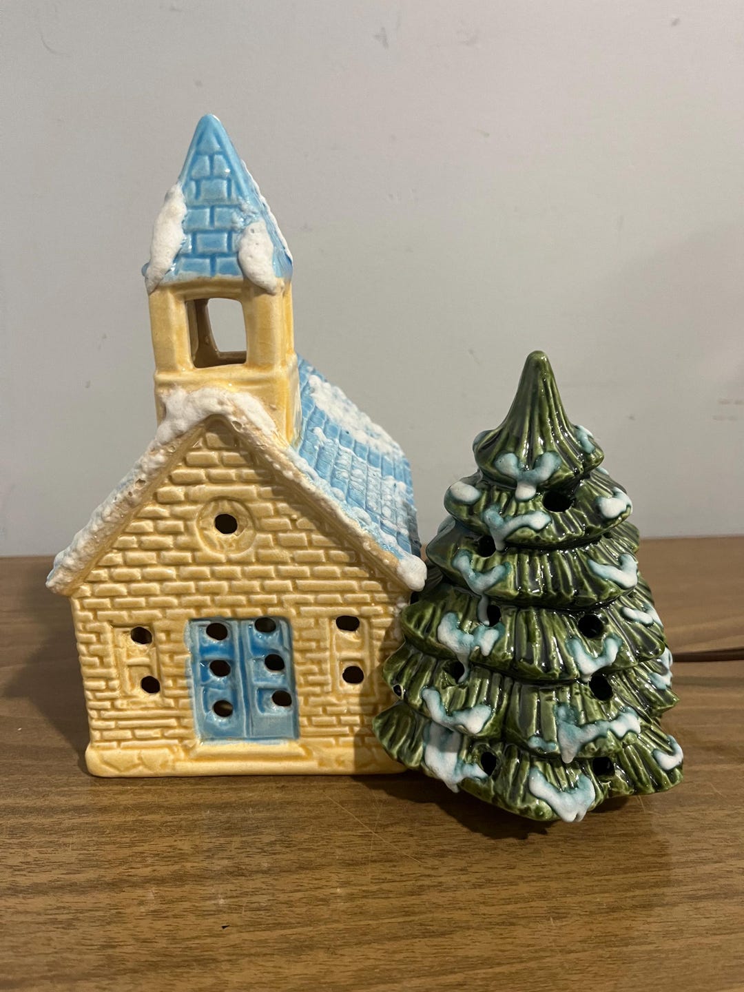 Vintage Lighted Ceramic House With Tree Christmas Decor - Etsy