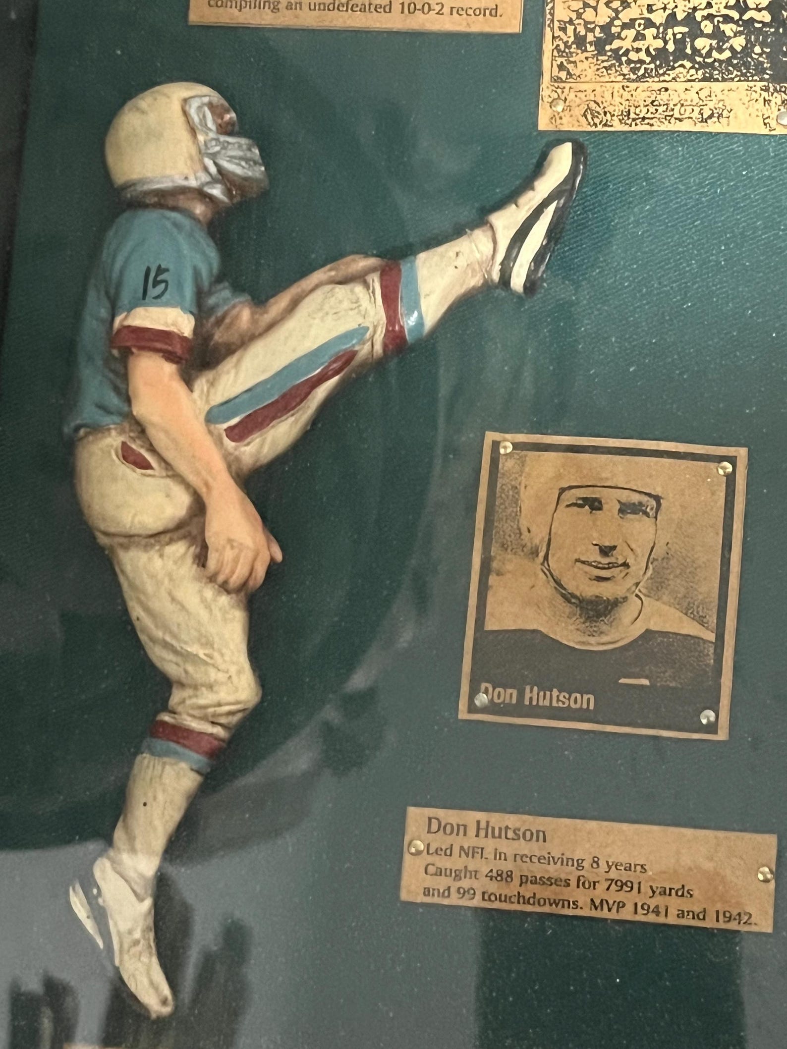 Vintage Wood Football Shadow Box Sammy Baugh Don Huston Jim Thorpe and ...