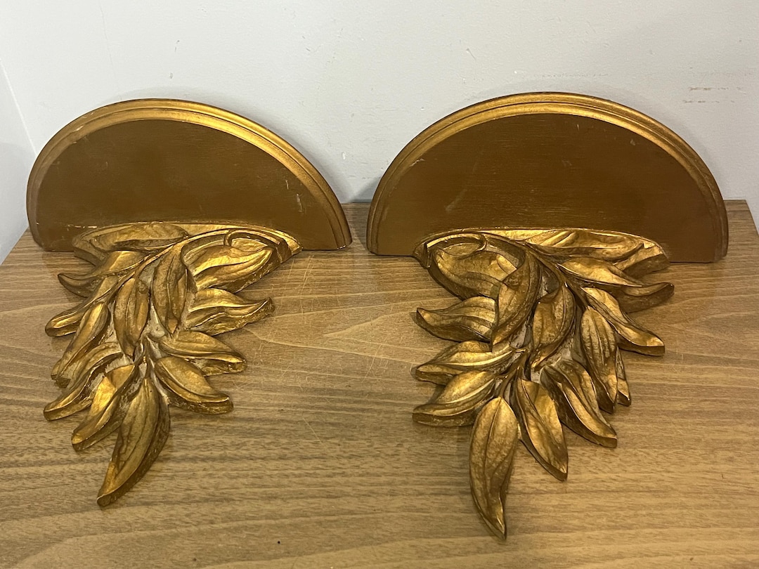 Vintage Syroco Wood Gold Gilt Wall Shelves - Etsy