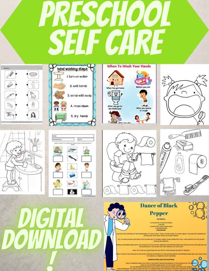 Preschool Self Care Activity Worksheets - Etsy
