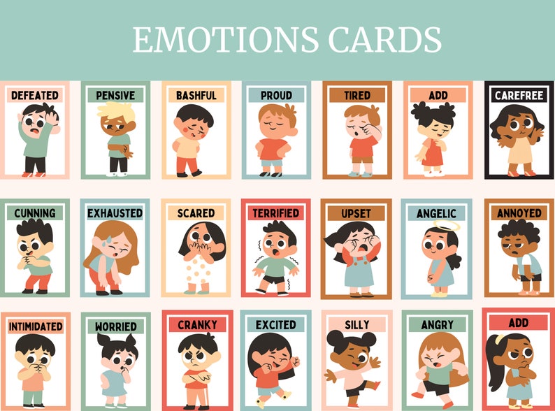 Emotion Flashcards | Feelings Flash Cards | Emotion Cards Toddler ...