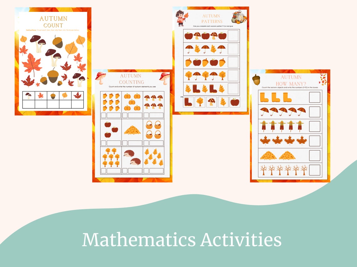 Autumn Preschool Activity Book: Counting & Coloring Pages (digital ...