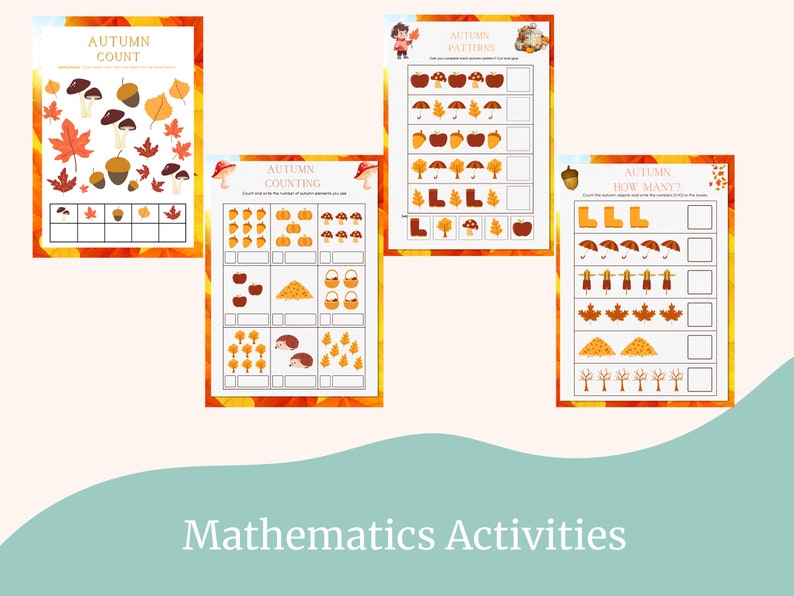 Autumn Preschool Activity Book: Counting & Coloring Pages (digital ...