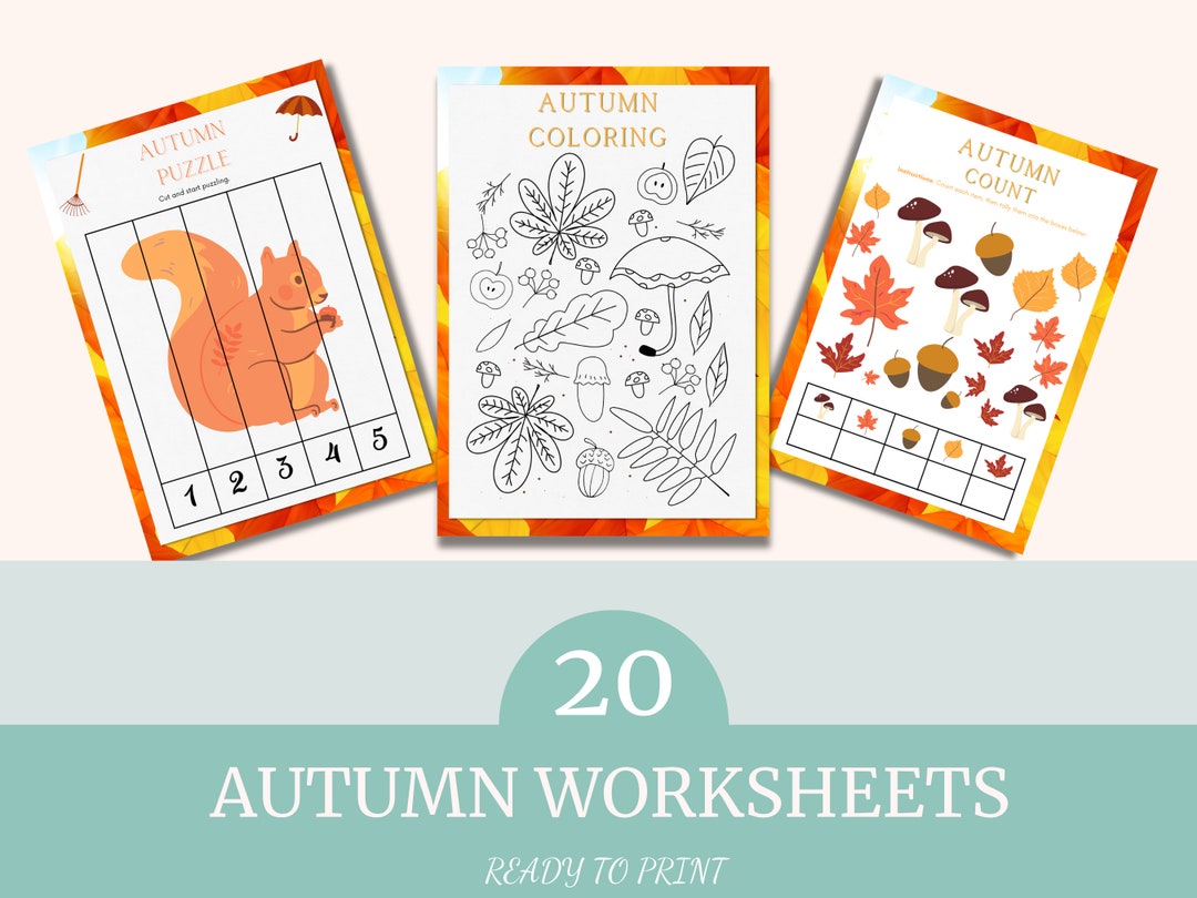 Autumn Preschool Activity Book: Counting & Coloring Pages (digital ...